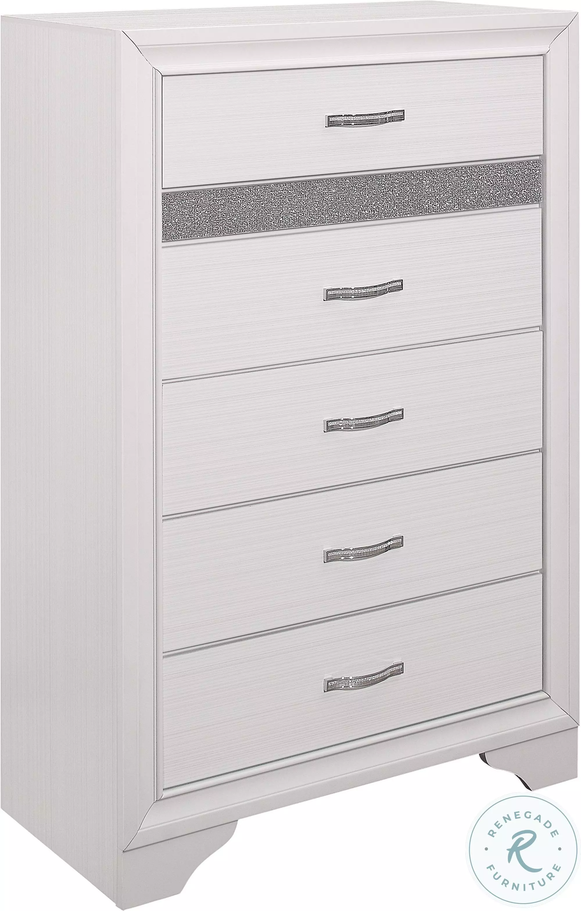 Luster White And Silver Glitter Chest from Homelegance | Coleman Furniture
