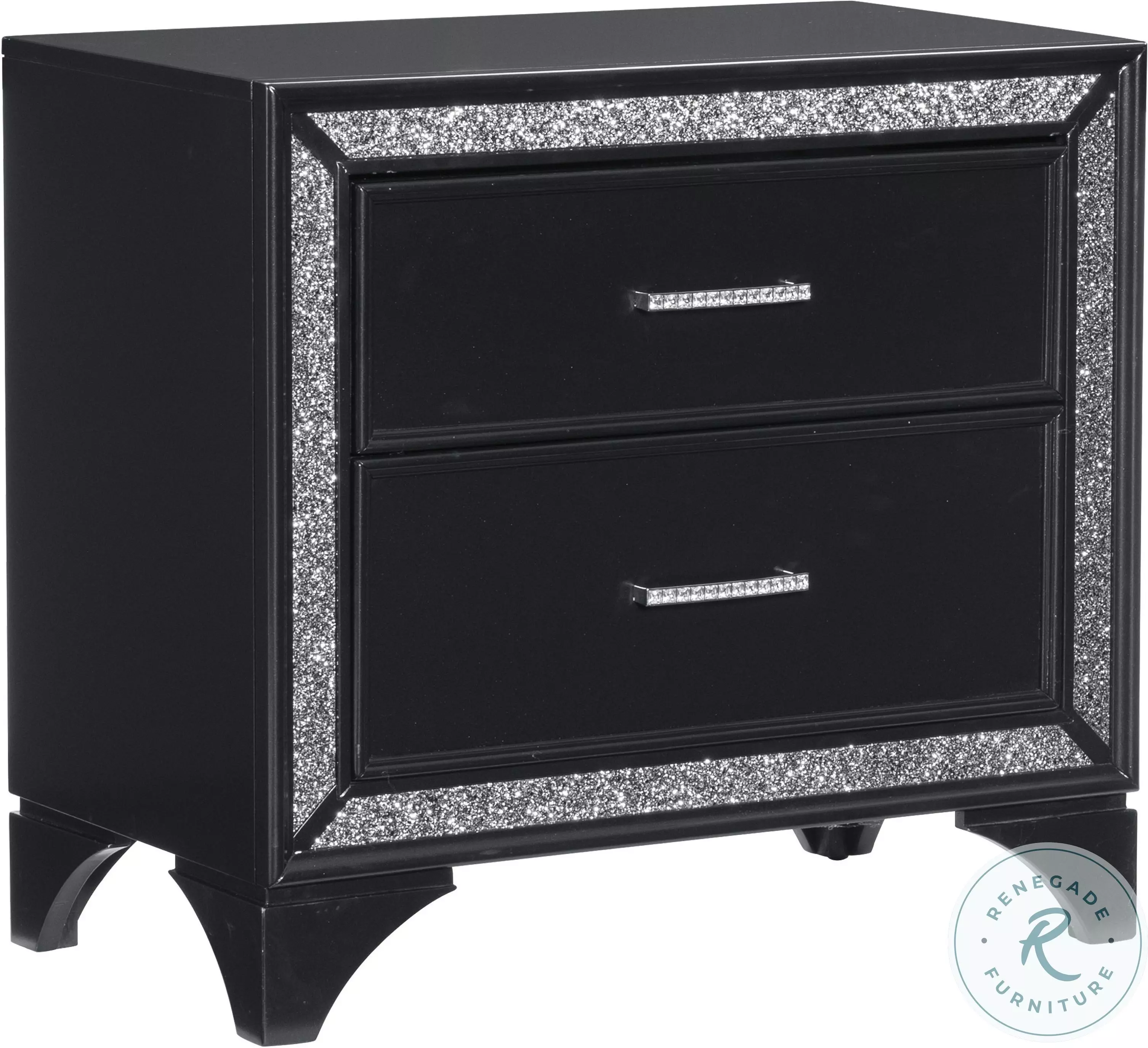 Salon Pearl Black Metallic Nightstand From Homelegance | Coleman Furniture