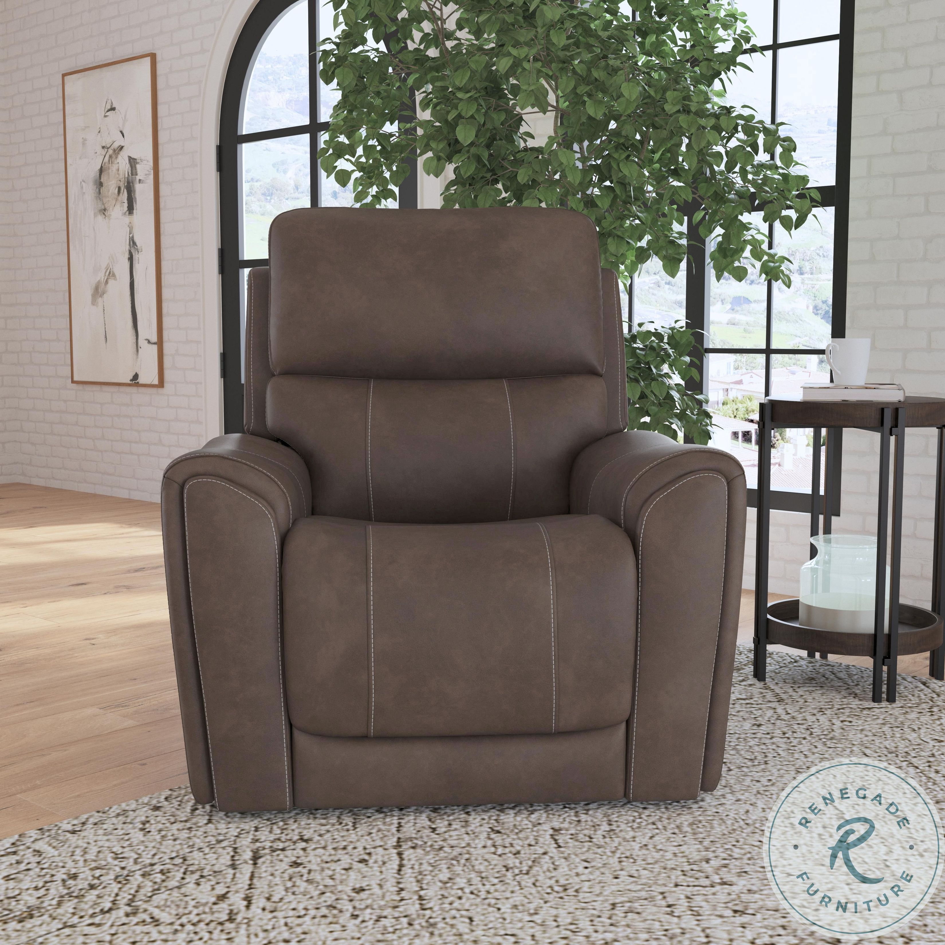 Latitudes Carter Brown Power Recliner with Power Headrest and Lumbar ...