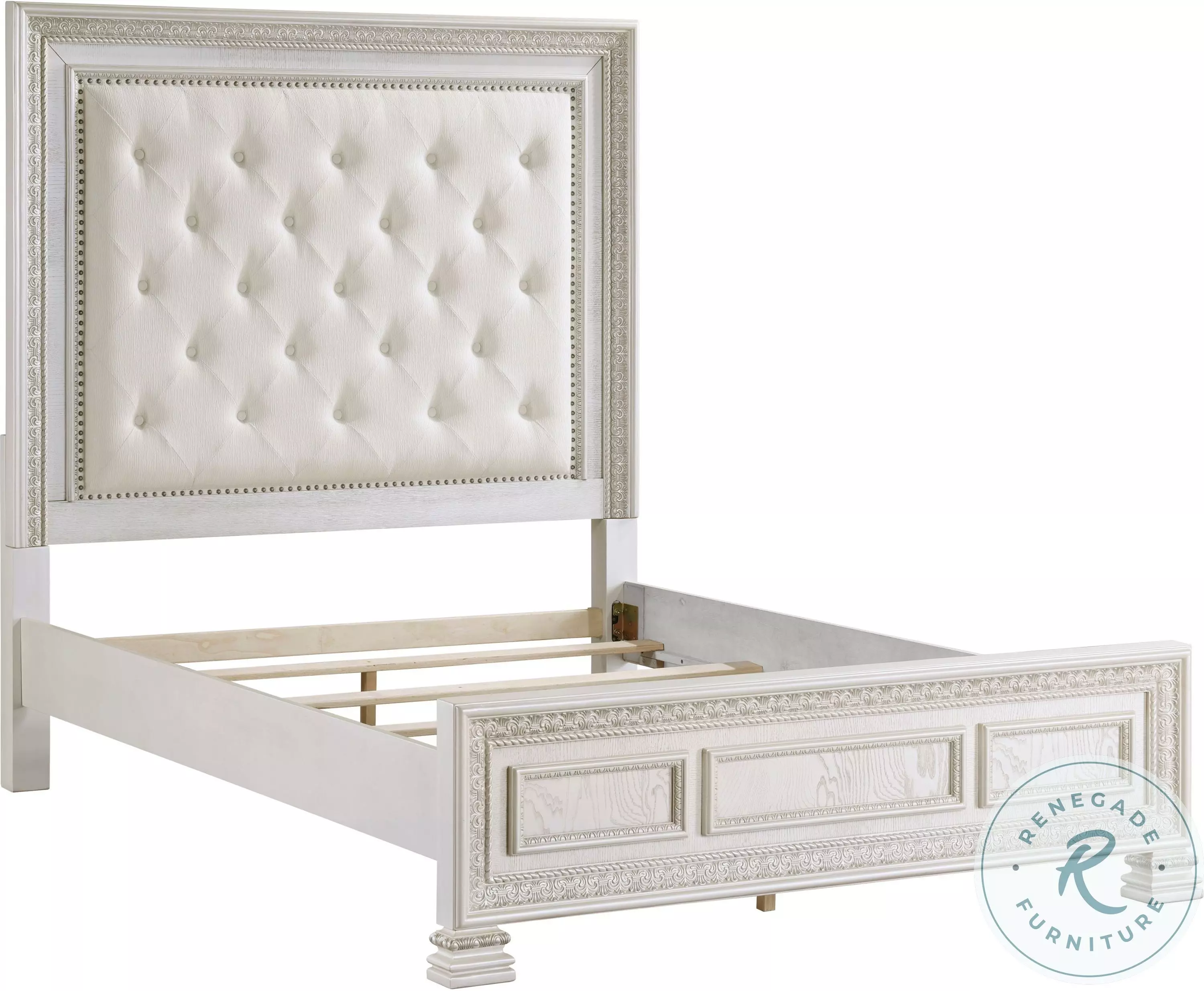 Theodora Pearl White King Upholstered Panel Bed From Homelegance ...