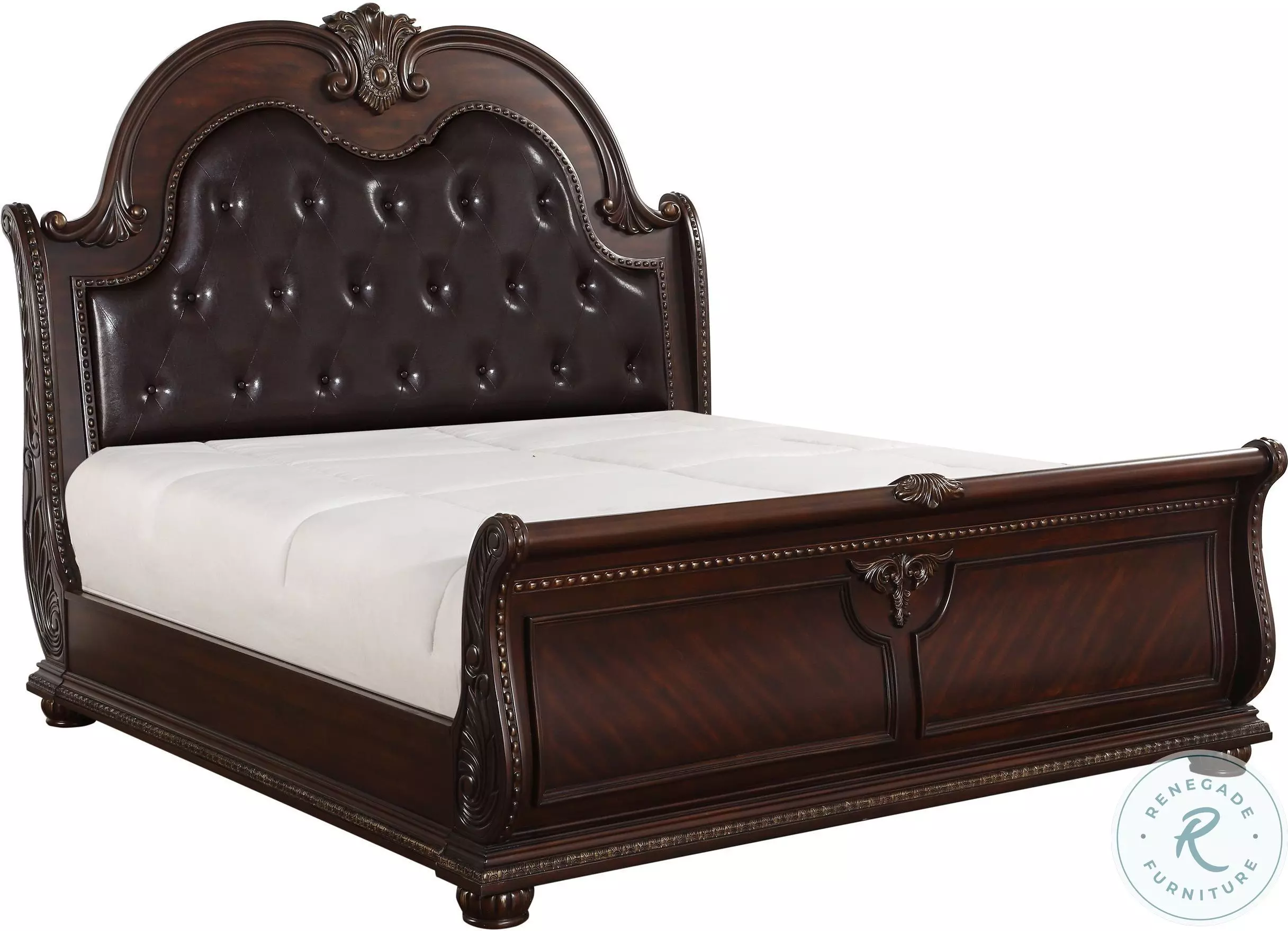 Cavalier Dark Cherry King Sleigh Bed from Homelegance | Coleman Furniture