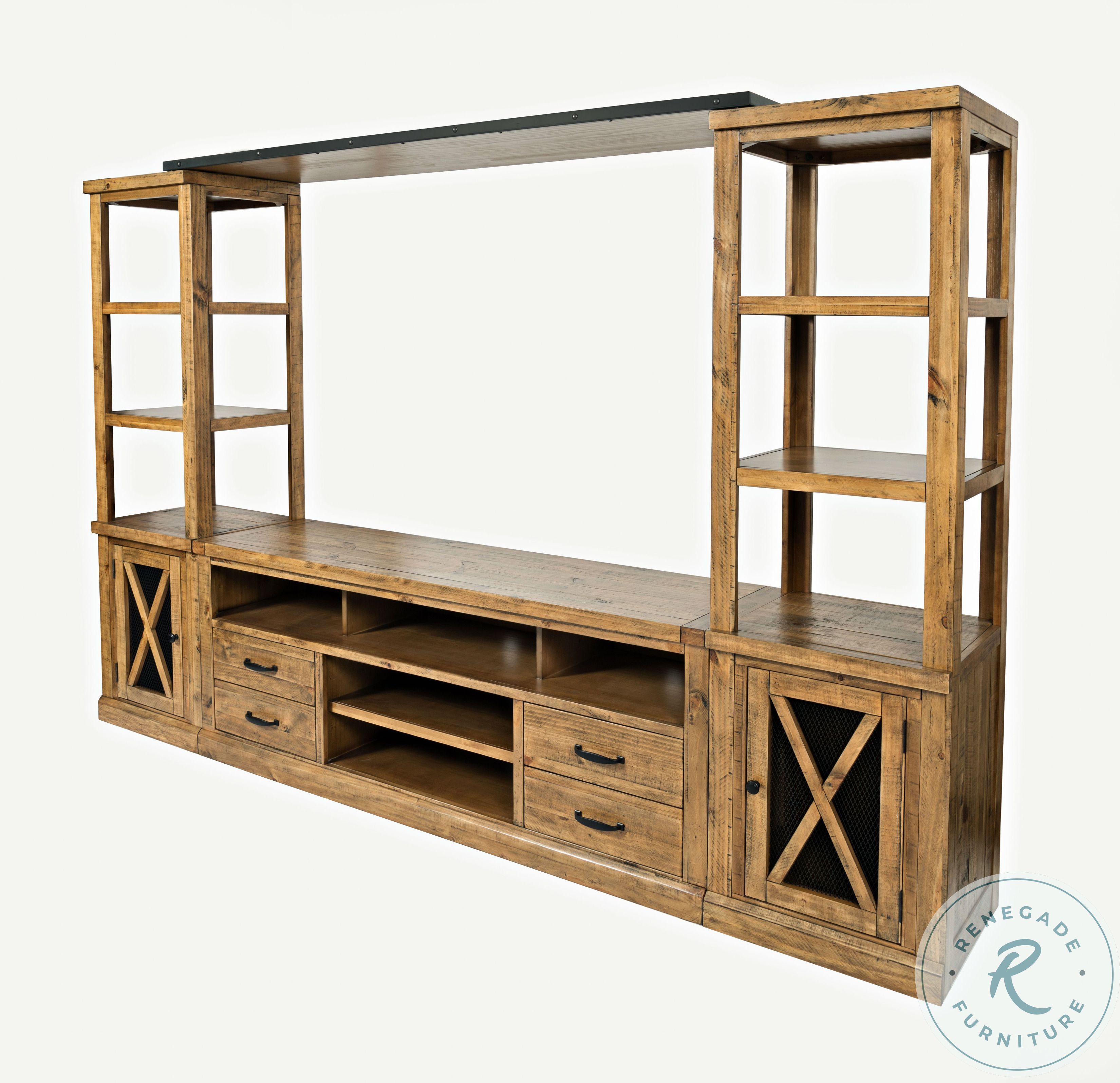 Telluride Naturally Distressed Entertainment Wall With 70" TV Stand ...