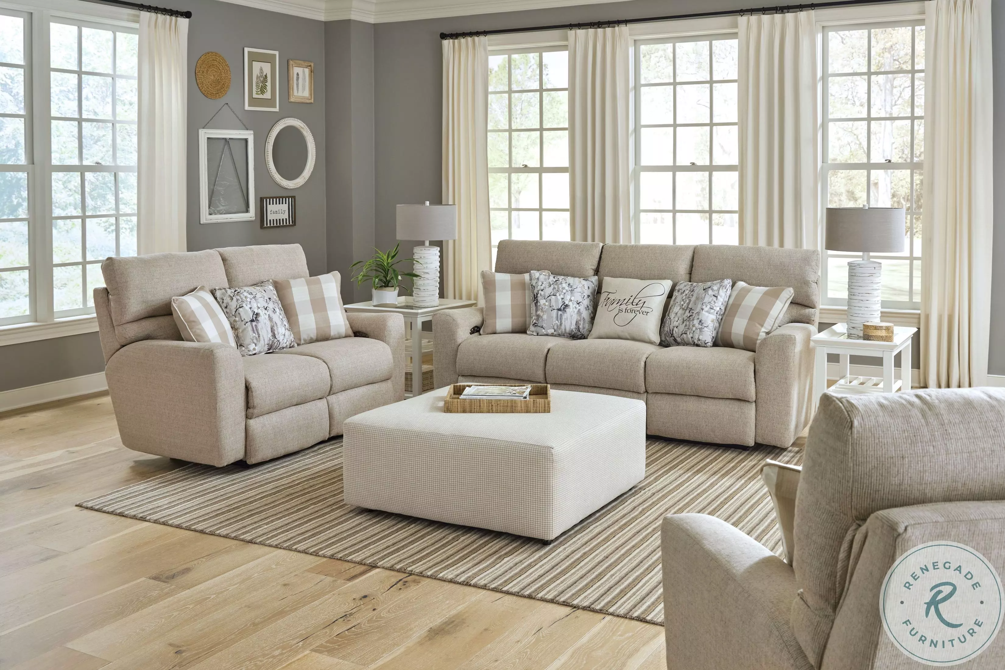 Searsport Buff Power Reclining Living Room Set with Power Headrest from ...