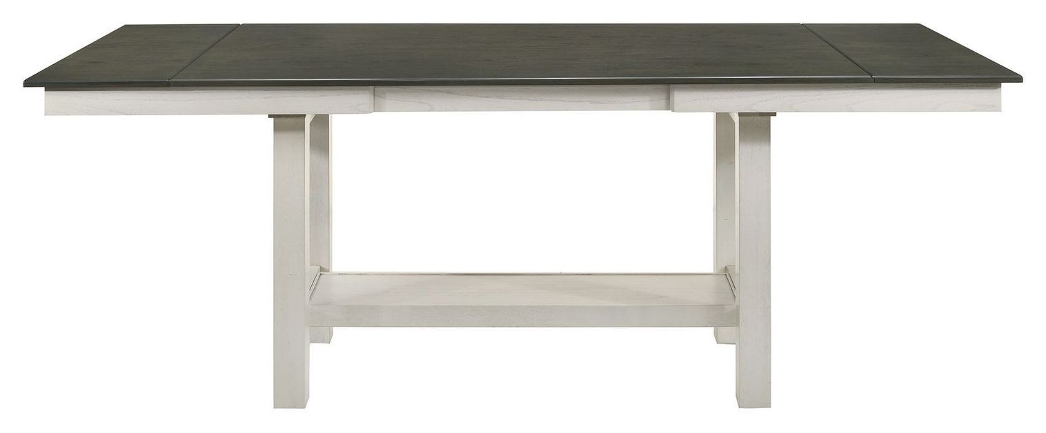 Brook Bay Textured White and Carbon Gray 94" Extendable Rectangular ...