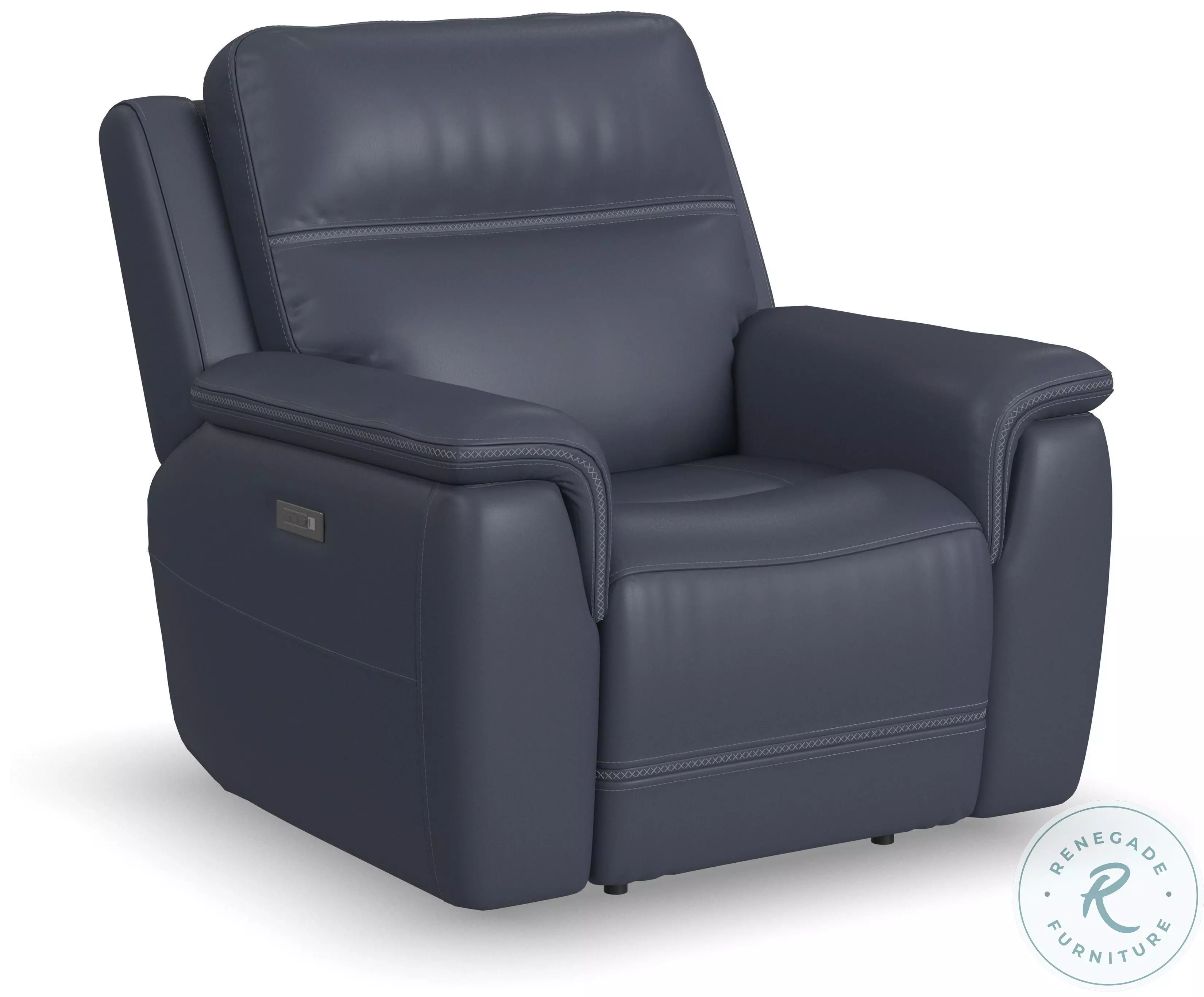 Sawyer Dark Gray Leather Power Recliner with Power Headrest and Lumbar ...