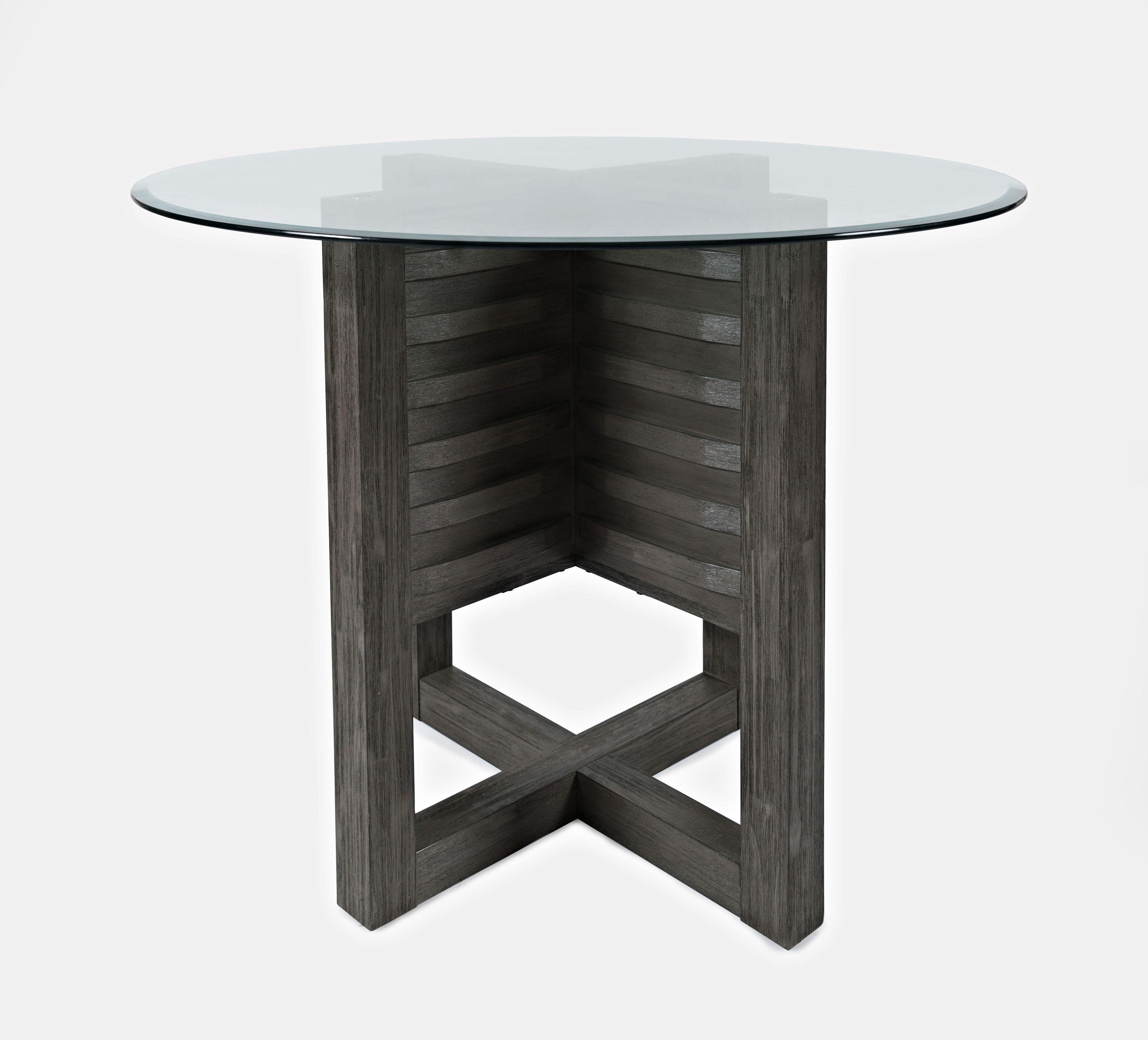 Altamonte Brushed Gray 48" Round Glass Top Counter Height Dining Table ...