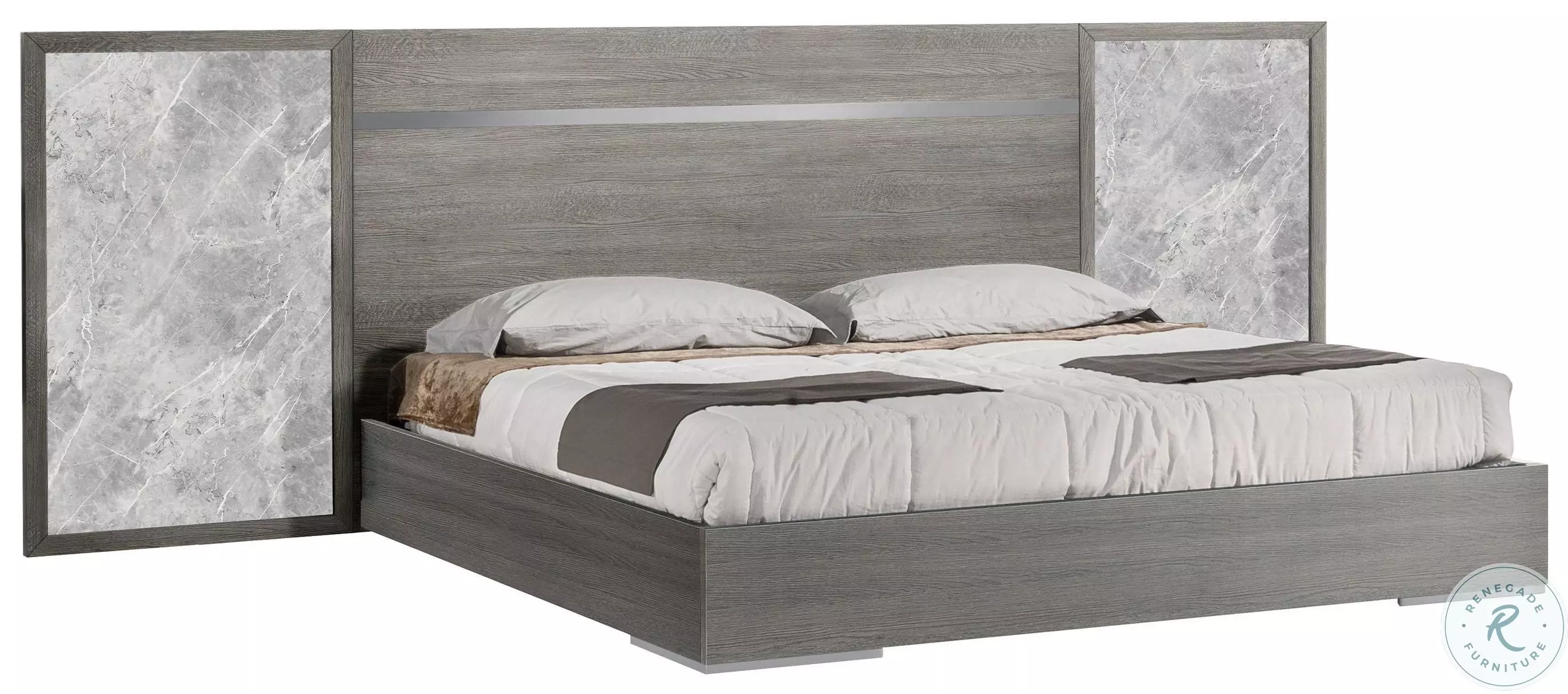 Victoria Anthracite Melamine Gray Marble Queen Platform Bed From Home ...