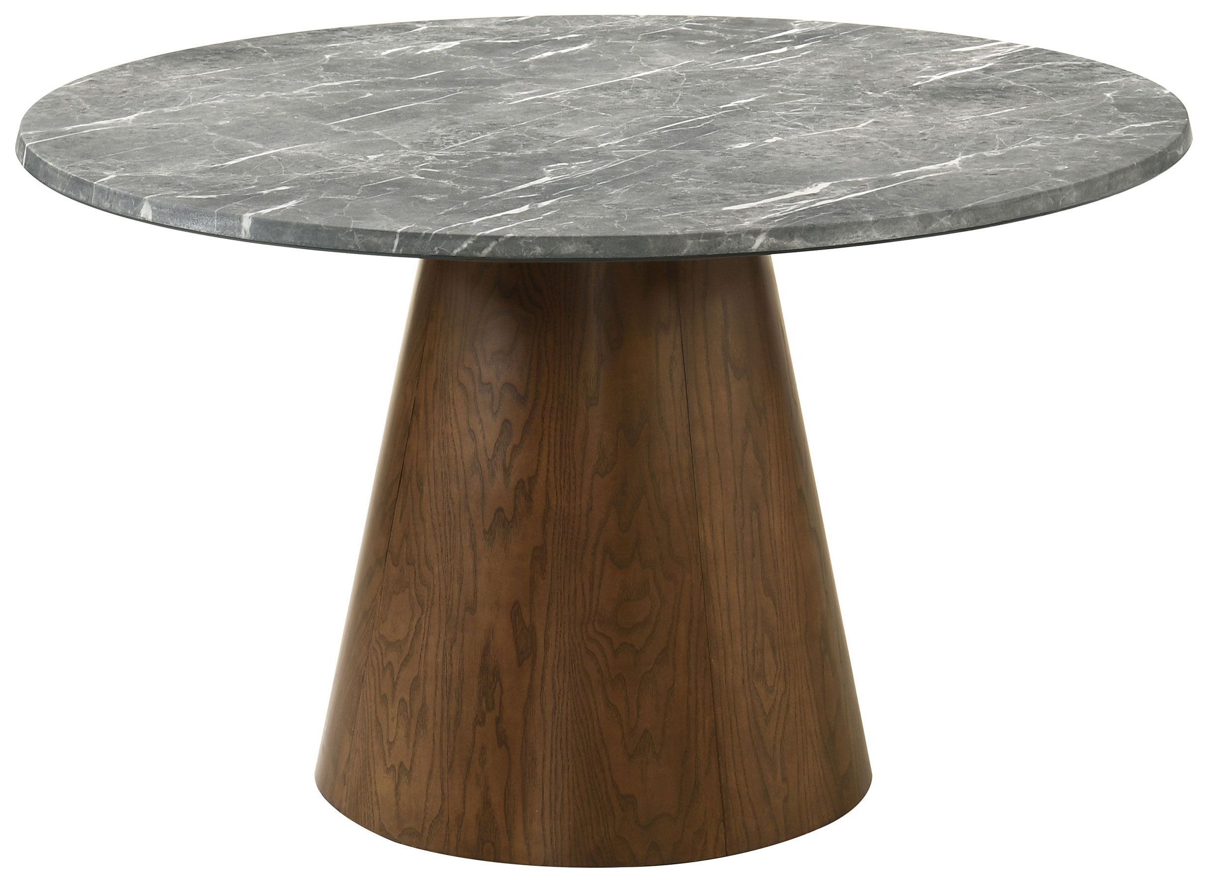 Franklin Gray and Dark Oak 50" Round Marble Top Dining Table From ...