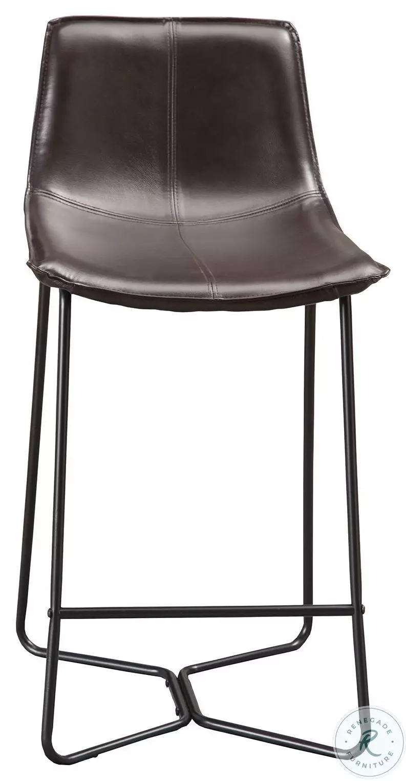 Live Edge Dark Brown Leather Pub Chair Set of 2 from Alpine | Coleman ...