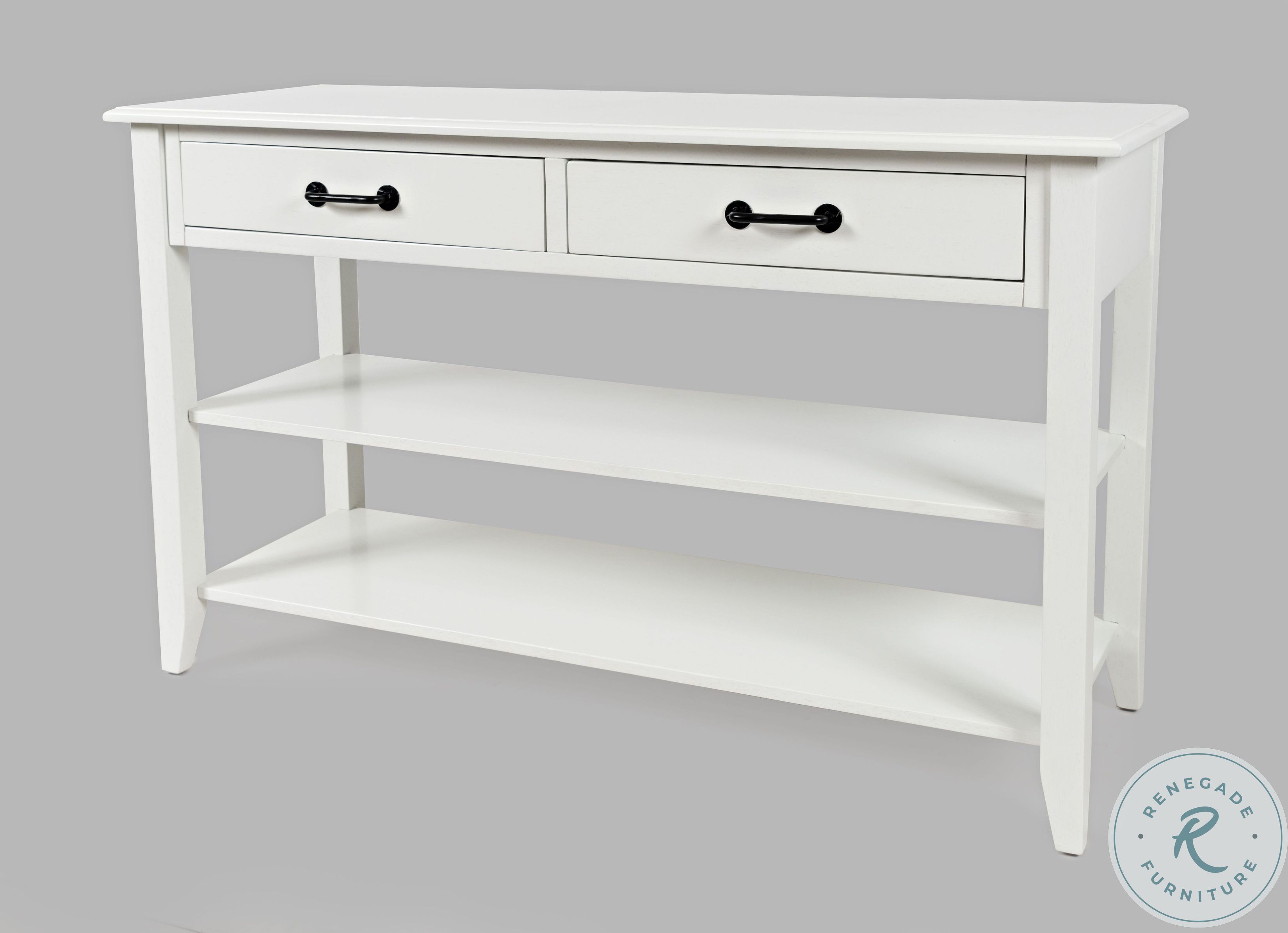 North Fork Country White 2 Drawer Sofa Table From Jofran | Coleman Furniture