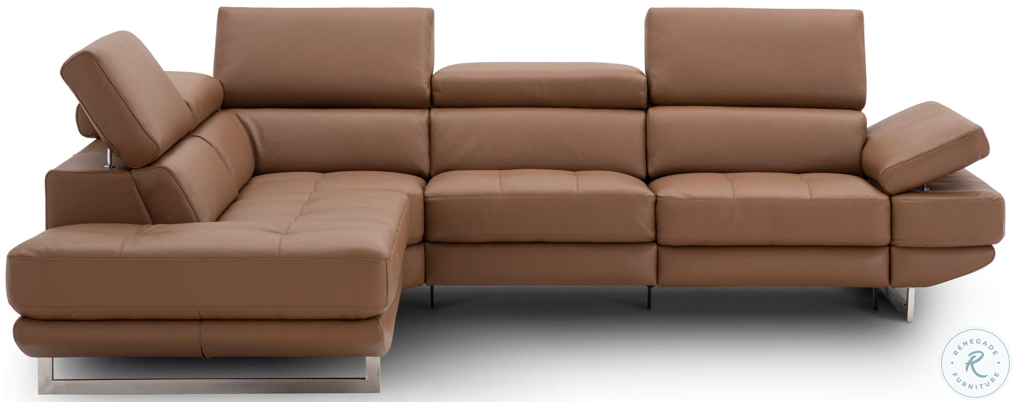 The Annalaise Caramel Italian Leather Reclining LAF Sectional From JNM Coleman Furniture