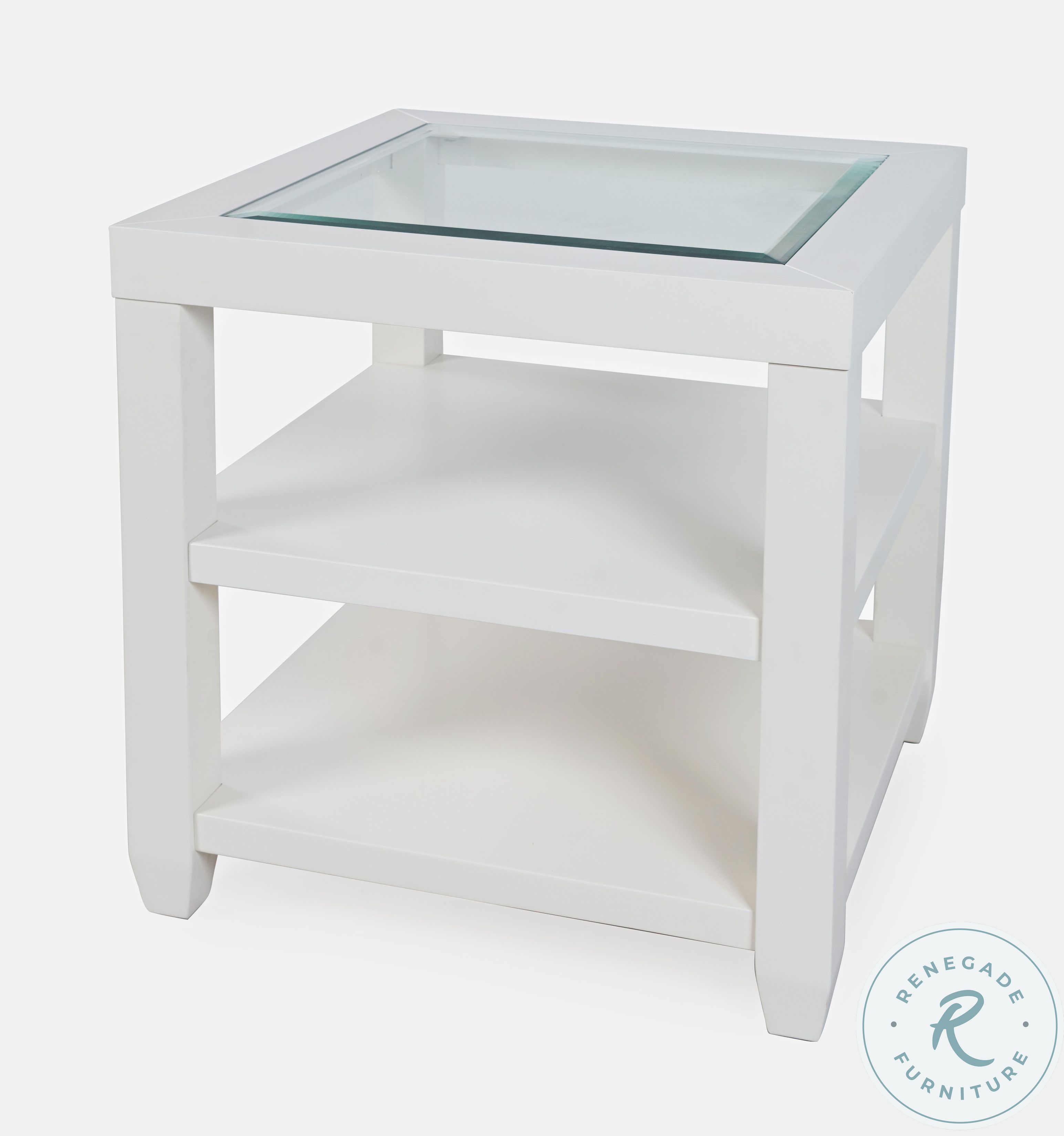 Urban Icon White Glass Inlay End Table From Jofran | Coleman Furniture