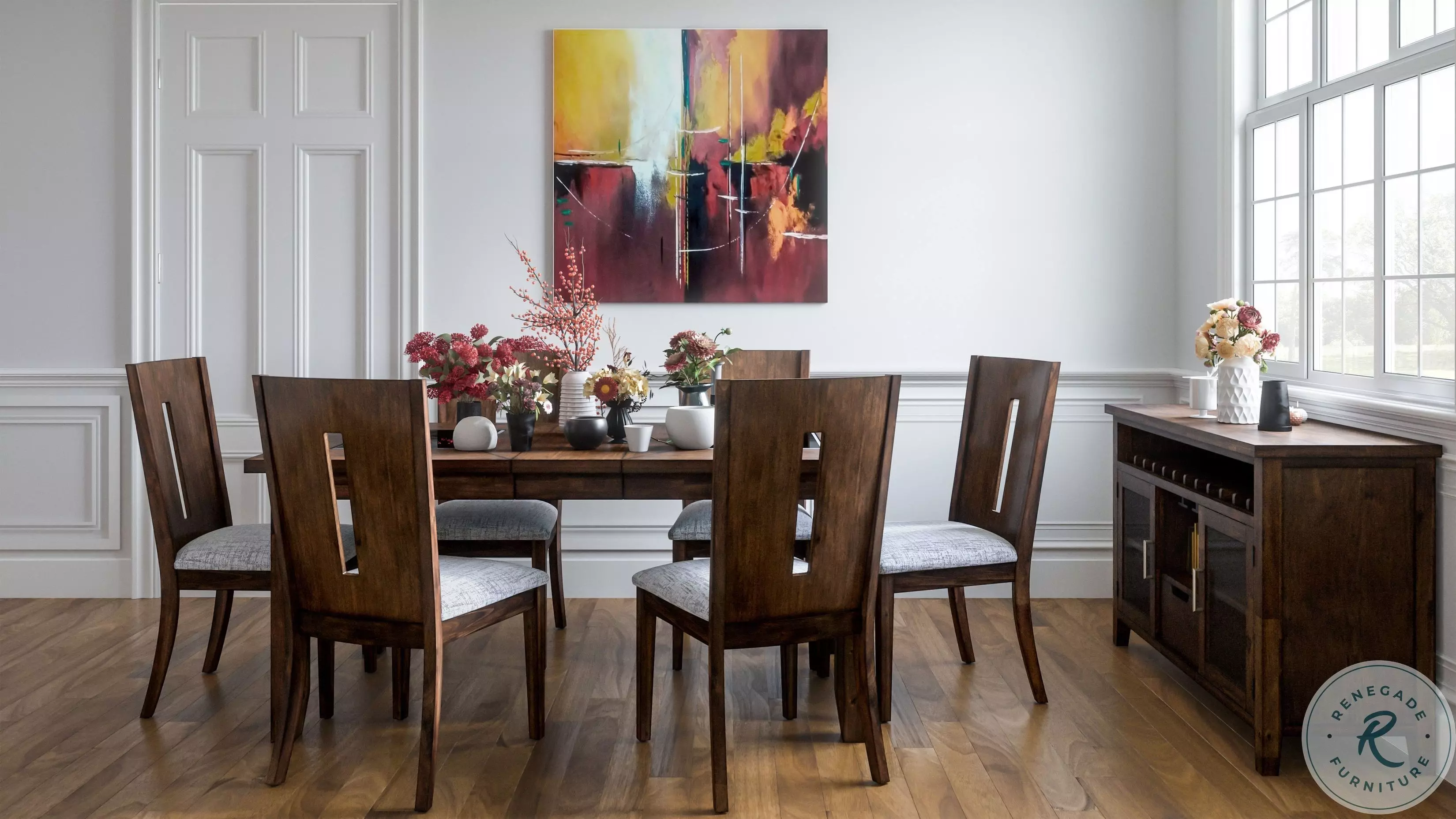 Urban Icon Merlot 66" Glass Inlay Extendable Dining Room Set from ...