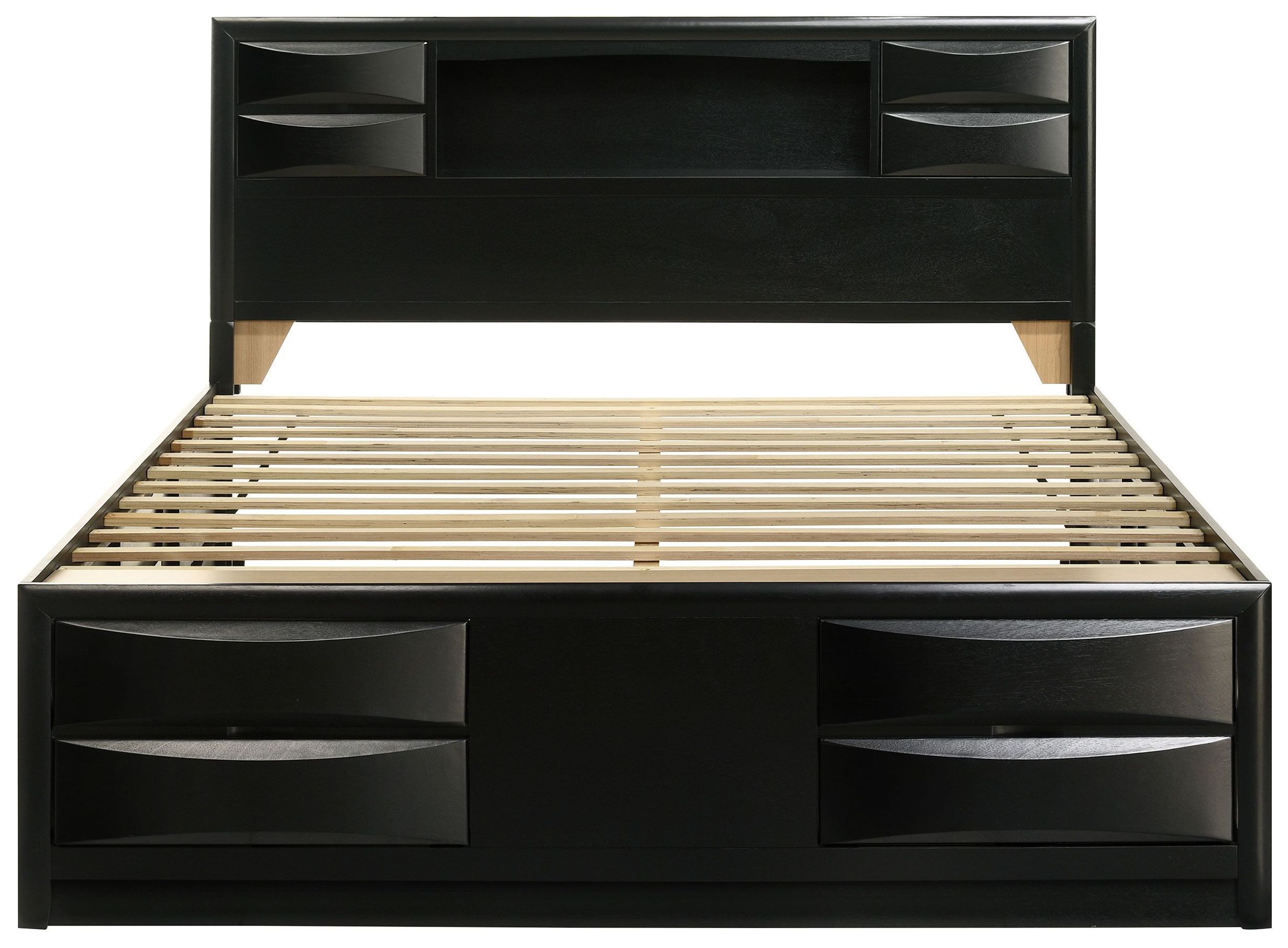 Briana Black California King Storage Platform Bed with Bookcase From ...