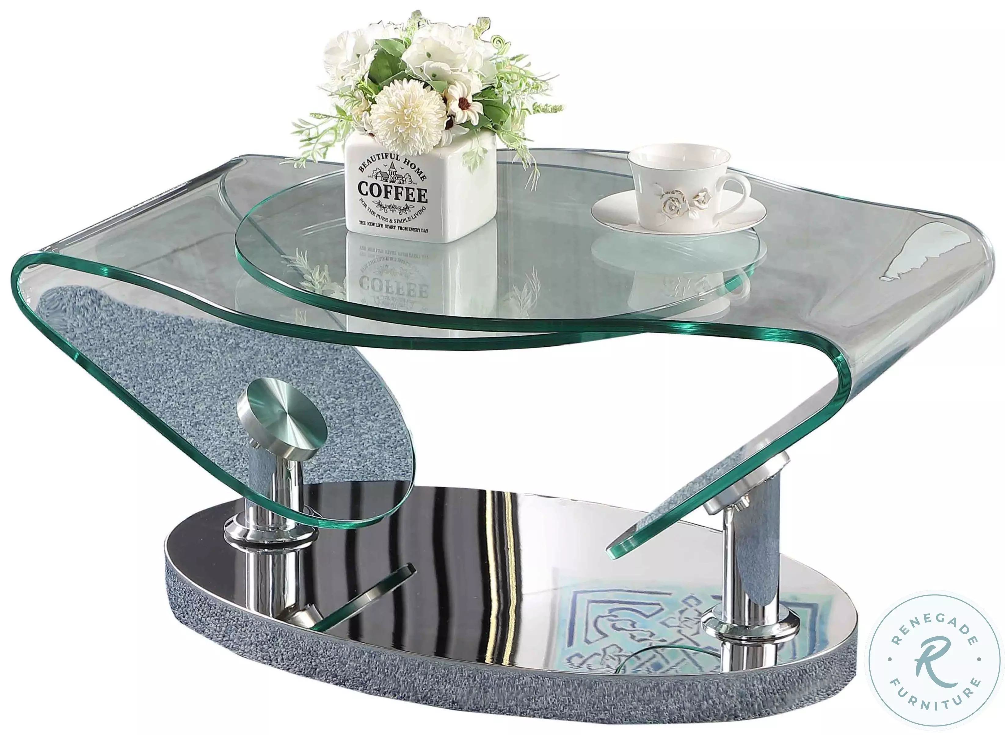 2062 Clear Glass And Polished Stainless Steel Motion Cocktail Table ...