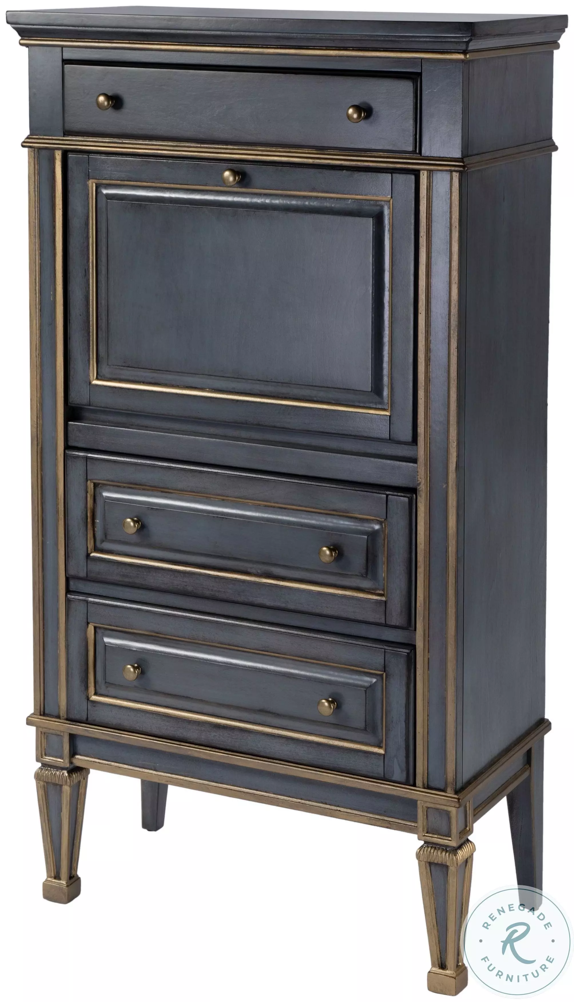 Wordsworth Royal Pastel Blue 4 Drawer Secretary with Drop Front Writing ...