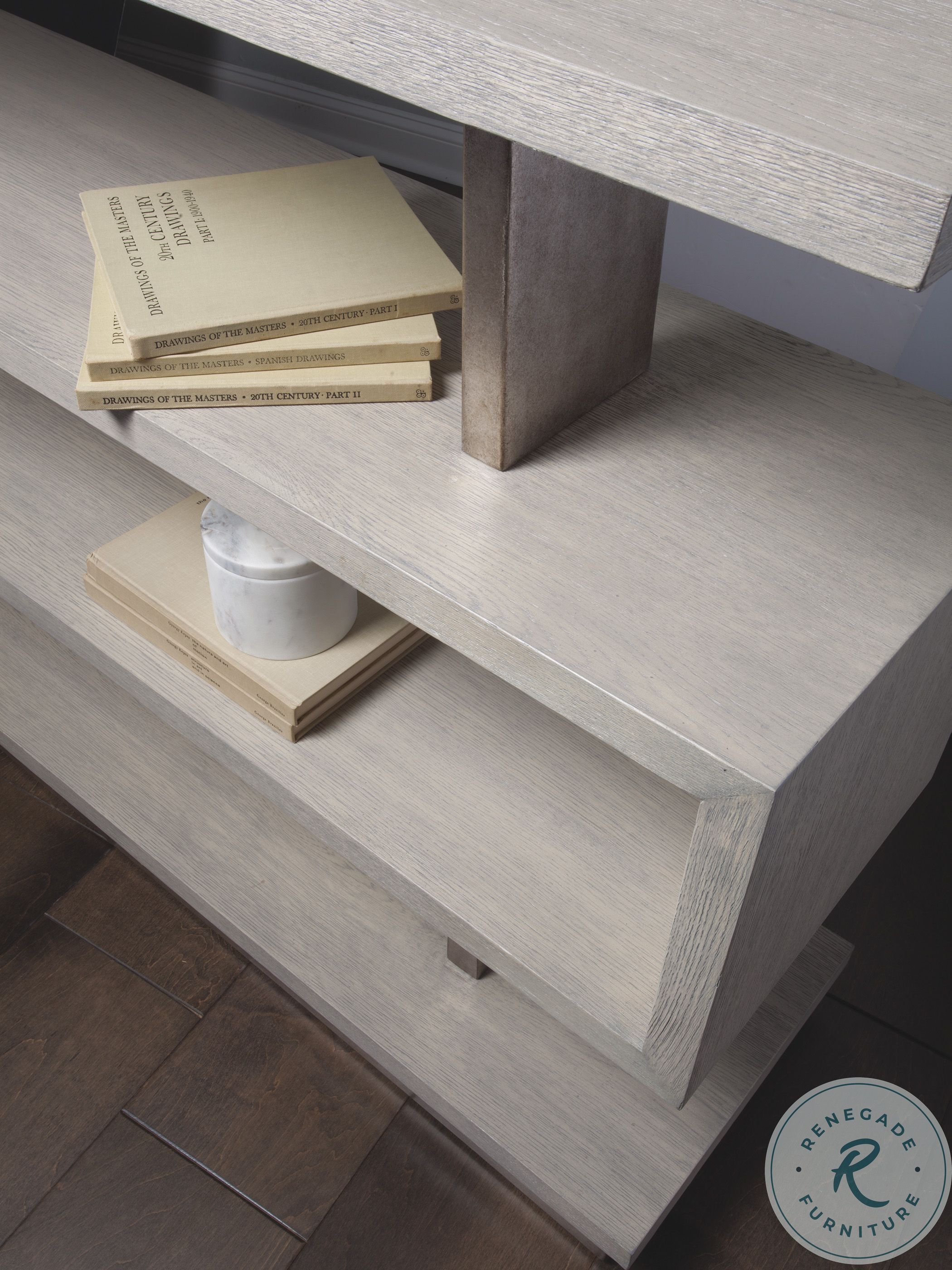 Signature Designs Wire Brushed Light Gray Soiree Low Bookcase from ...