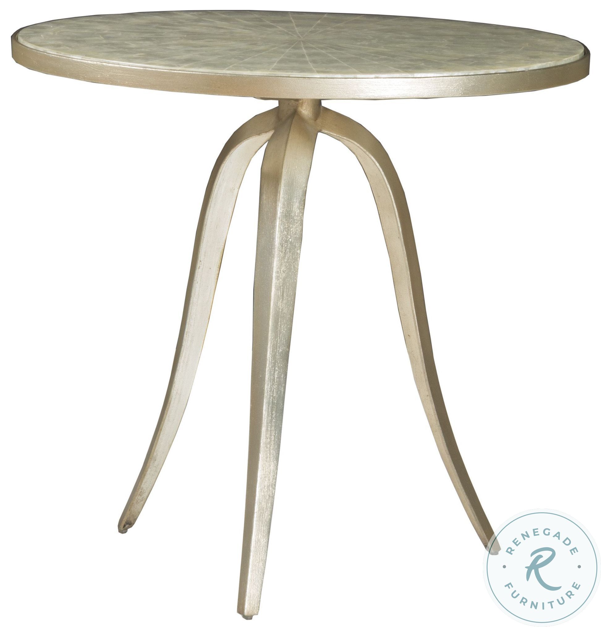 Signature Designs Champagne Silver Foil Capiz Round Occasional Table ...
