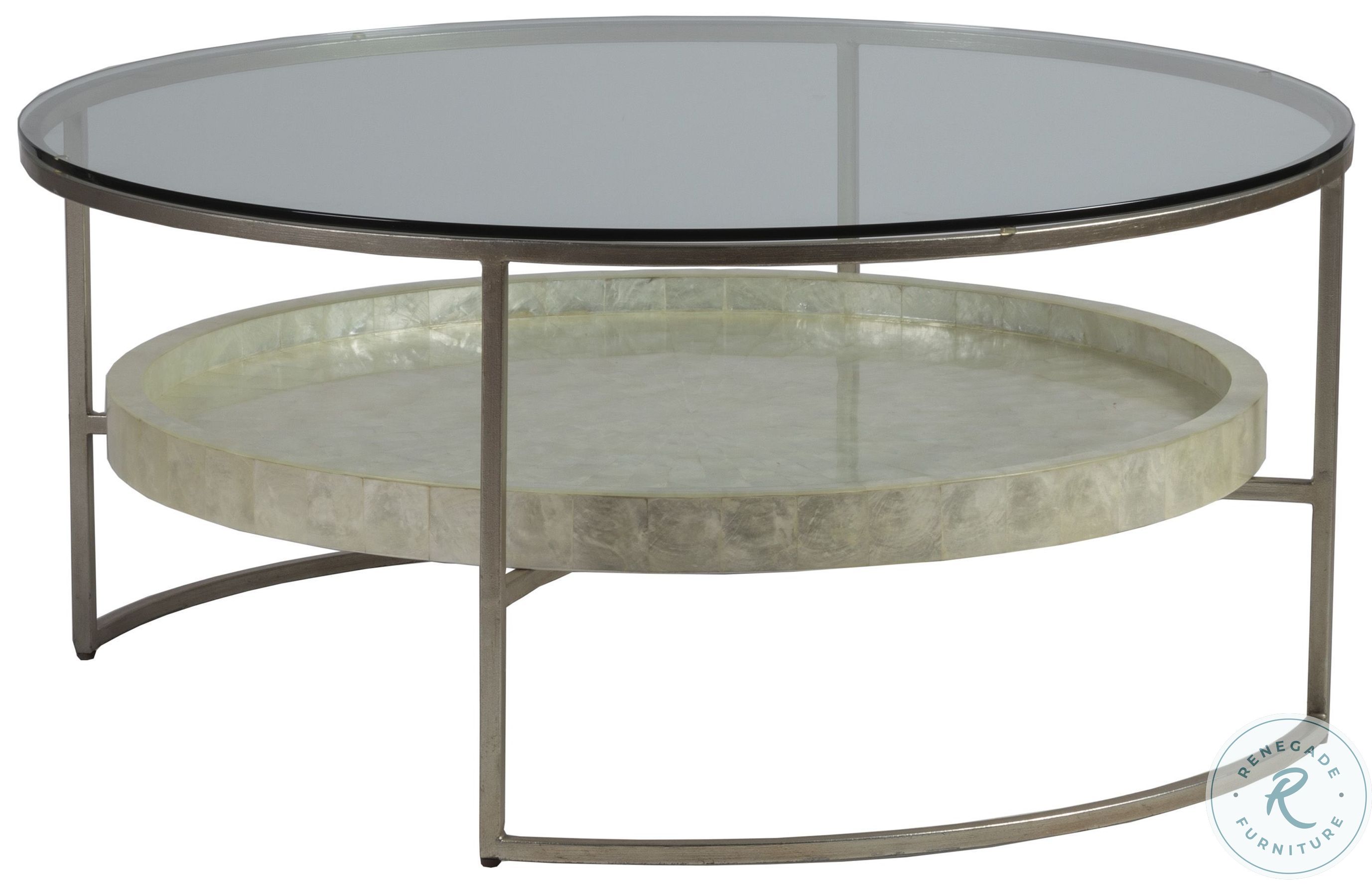 Signature Designs Gray And Silver Cumulus Capiz Round Cocktail Table ...