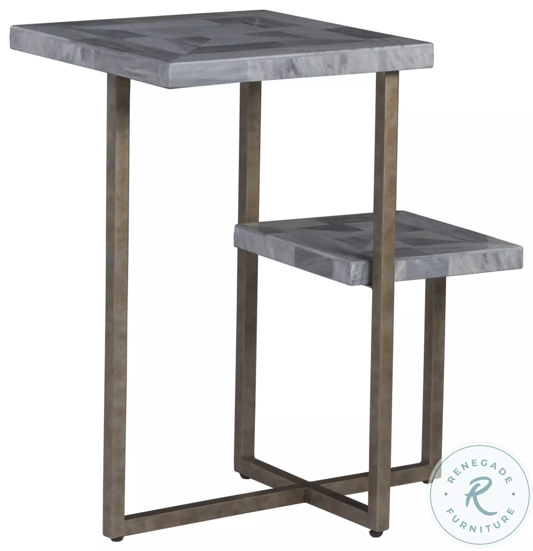 Signature Designs Antiqued Silver Salvo Rectangular Tier Spot Table ...