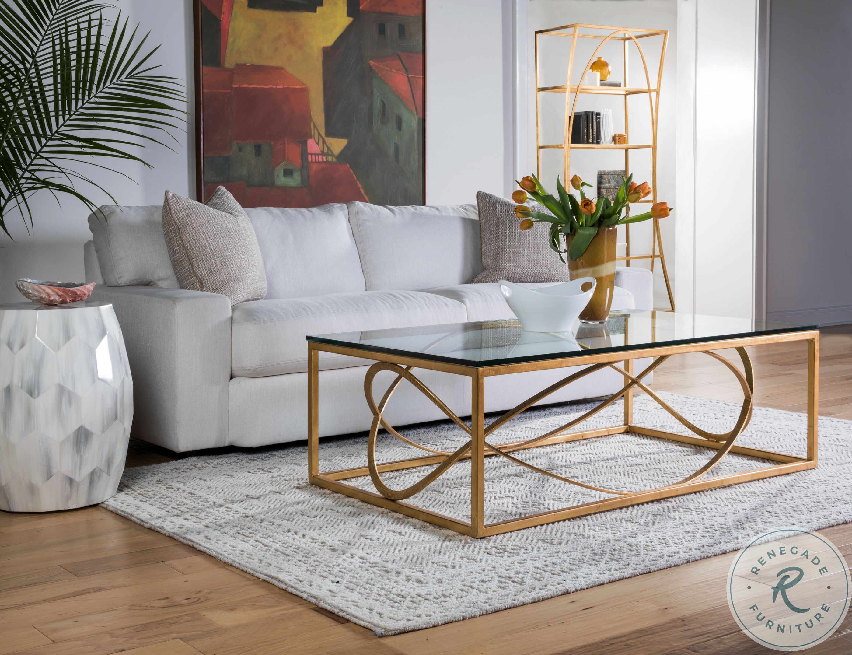 Metal Designs Gold Leaf Ellipse Rectangular Cocktail Table from ...