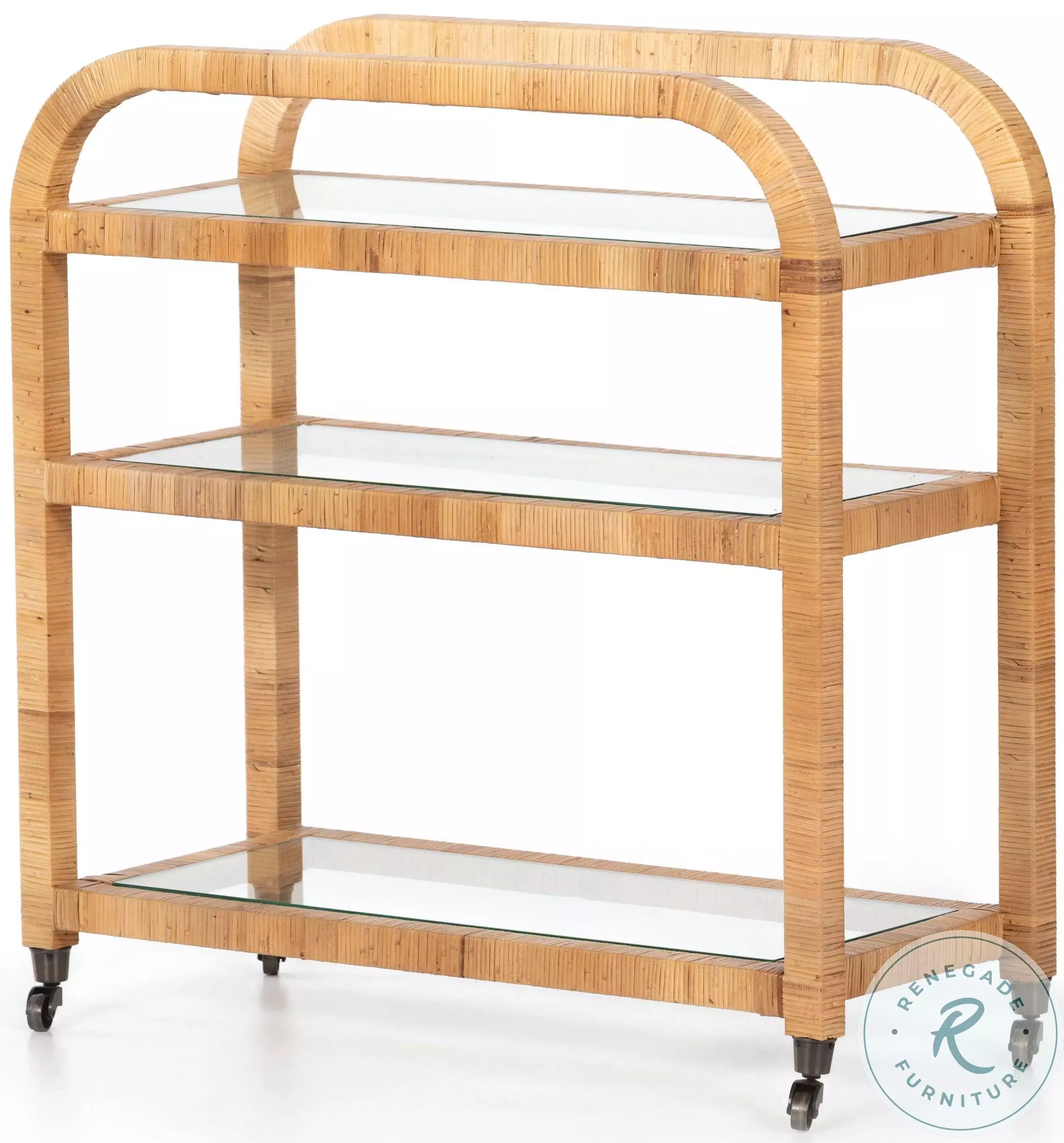 Dory Honey Rattan Bar Cart from Four Hands | Coleman Furniture