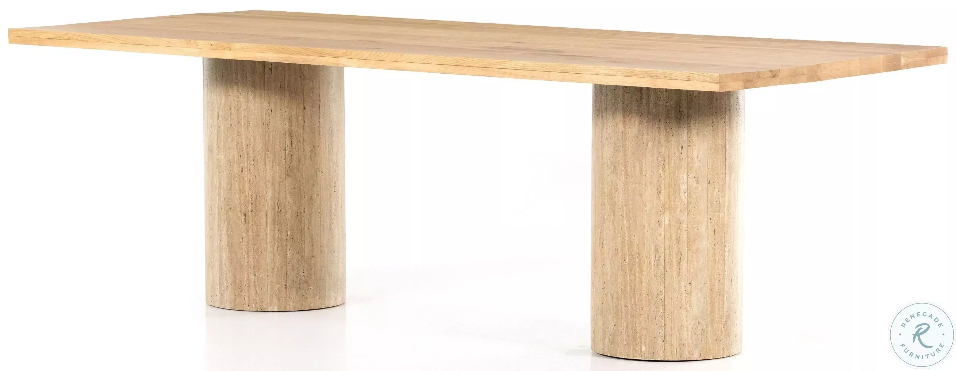Malia Polished Travertine And Natural Oak Dining Table from Four Hands ...