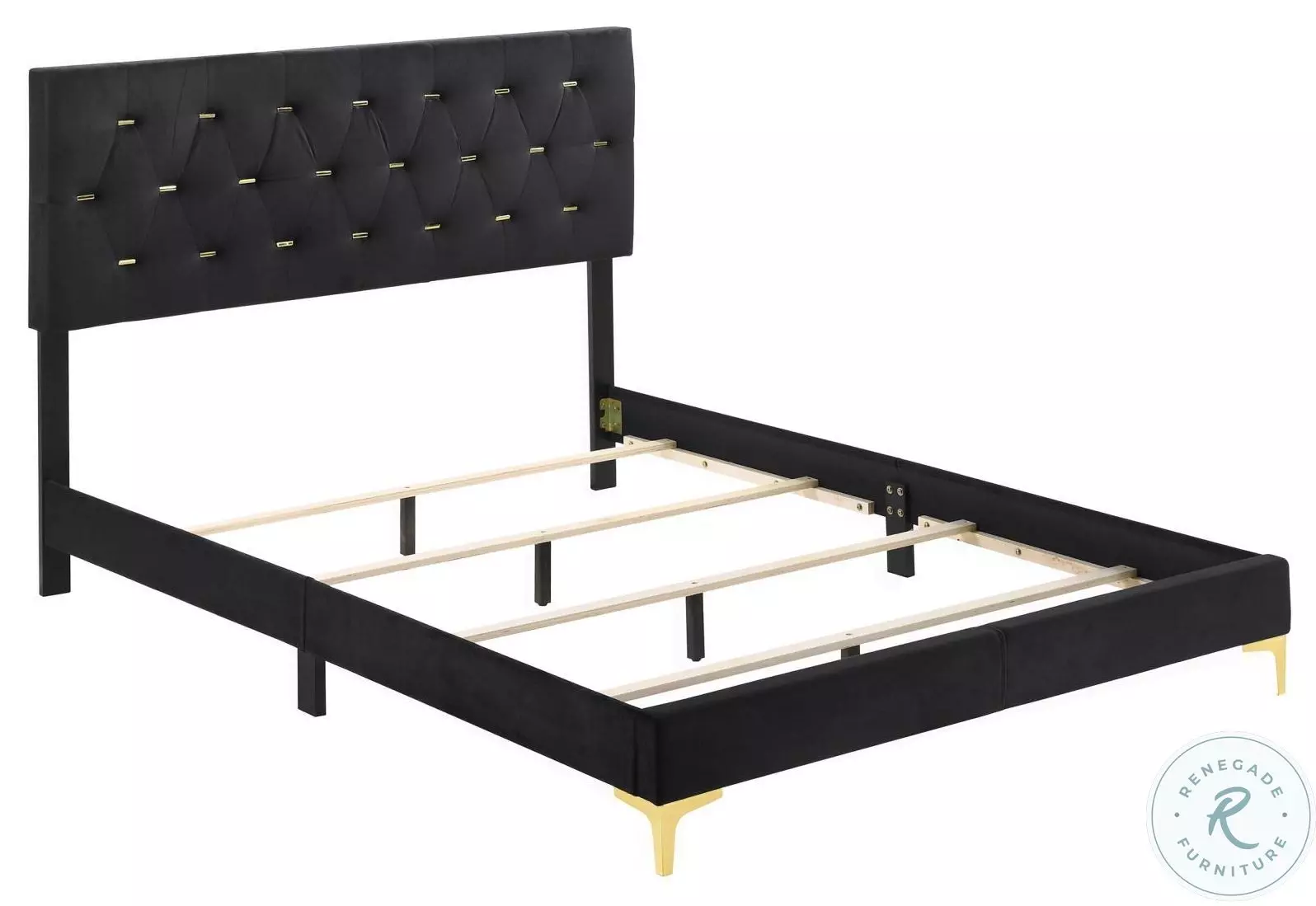 black tufted platform bed