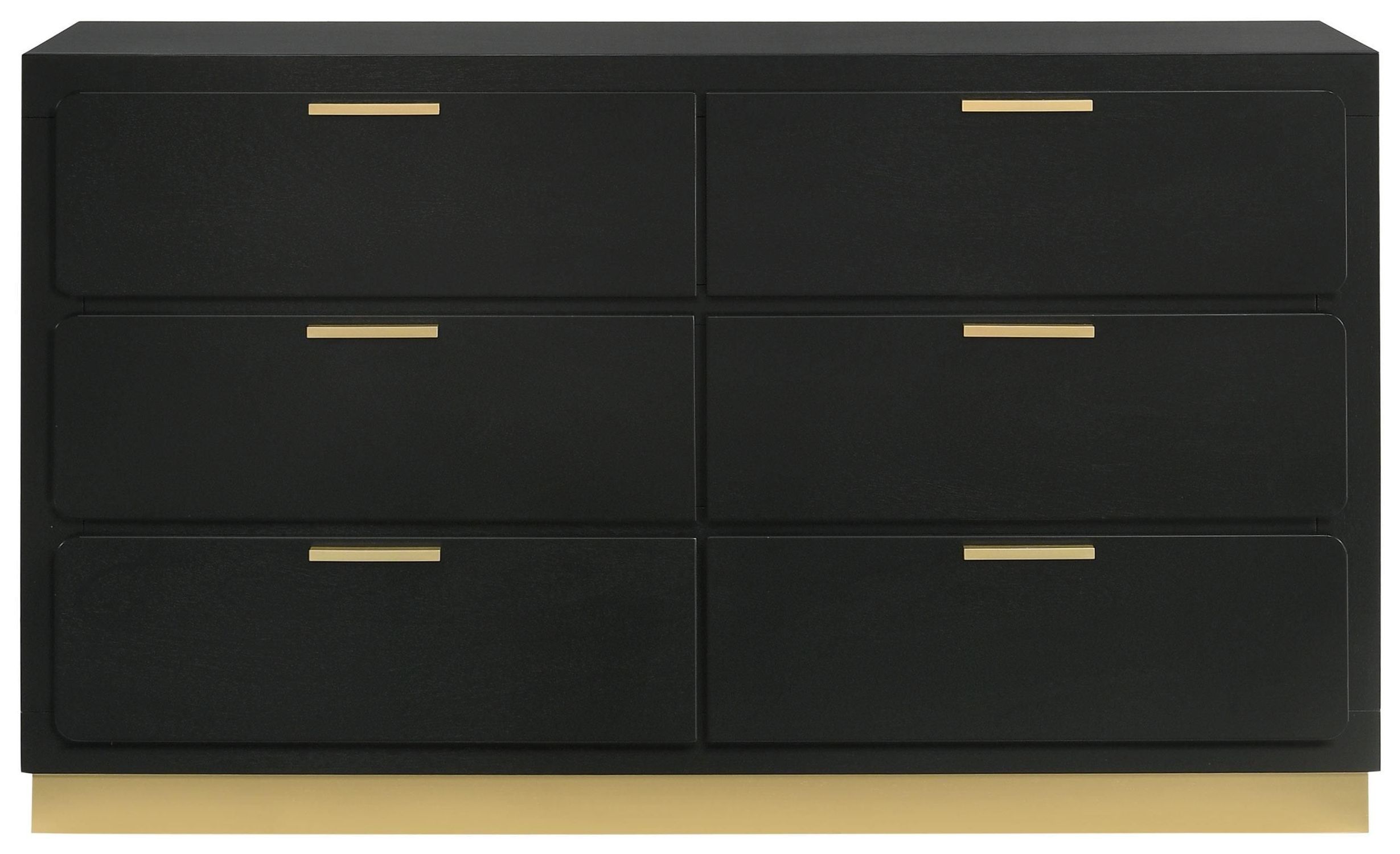 Caraway Black 6 Drawer Dresser From Coaster Furniture | Coleman Furniture