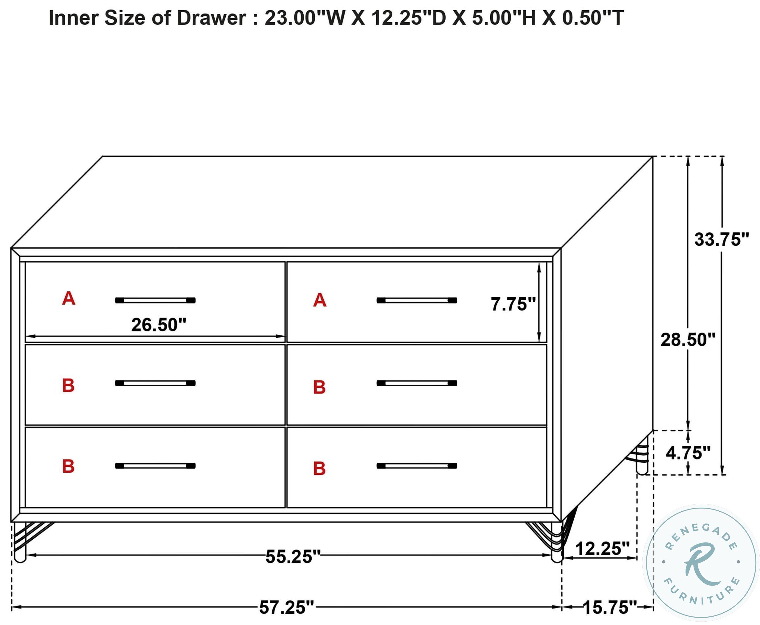 Lucia Black 6 Drawer Dresser From Coaster Furniture | Coleman Furniture