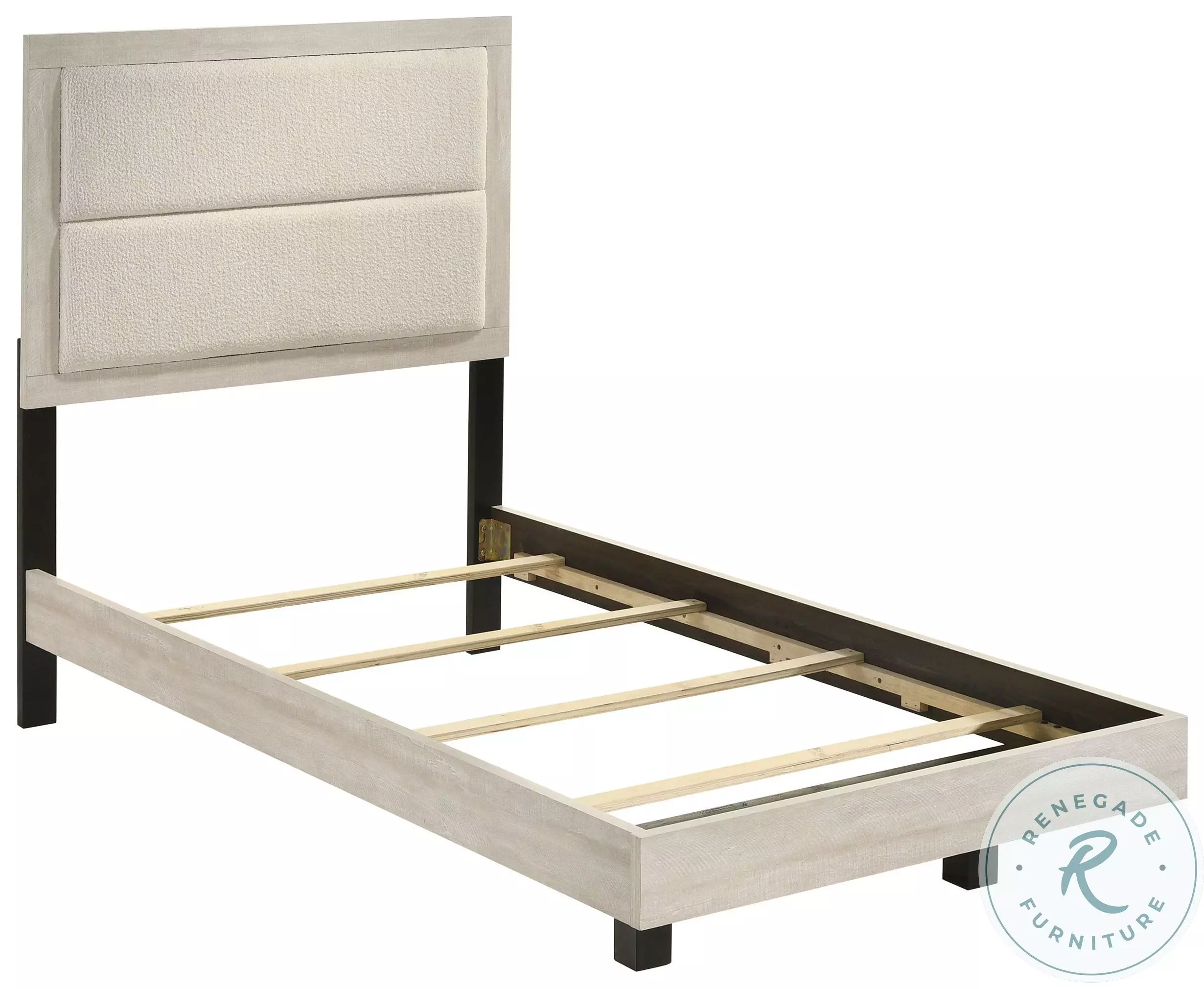 Trenton Rustic Cream Twin Upholstered Panel Bed From Coaster Furniture ...