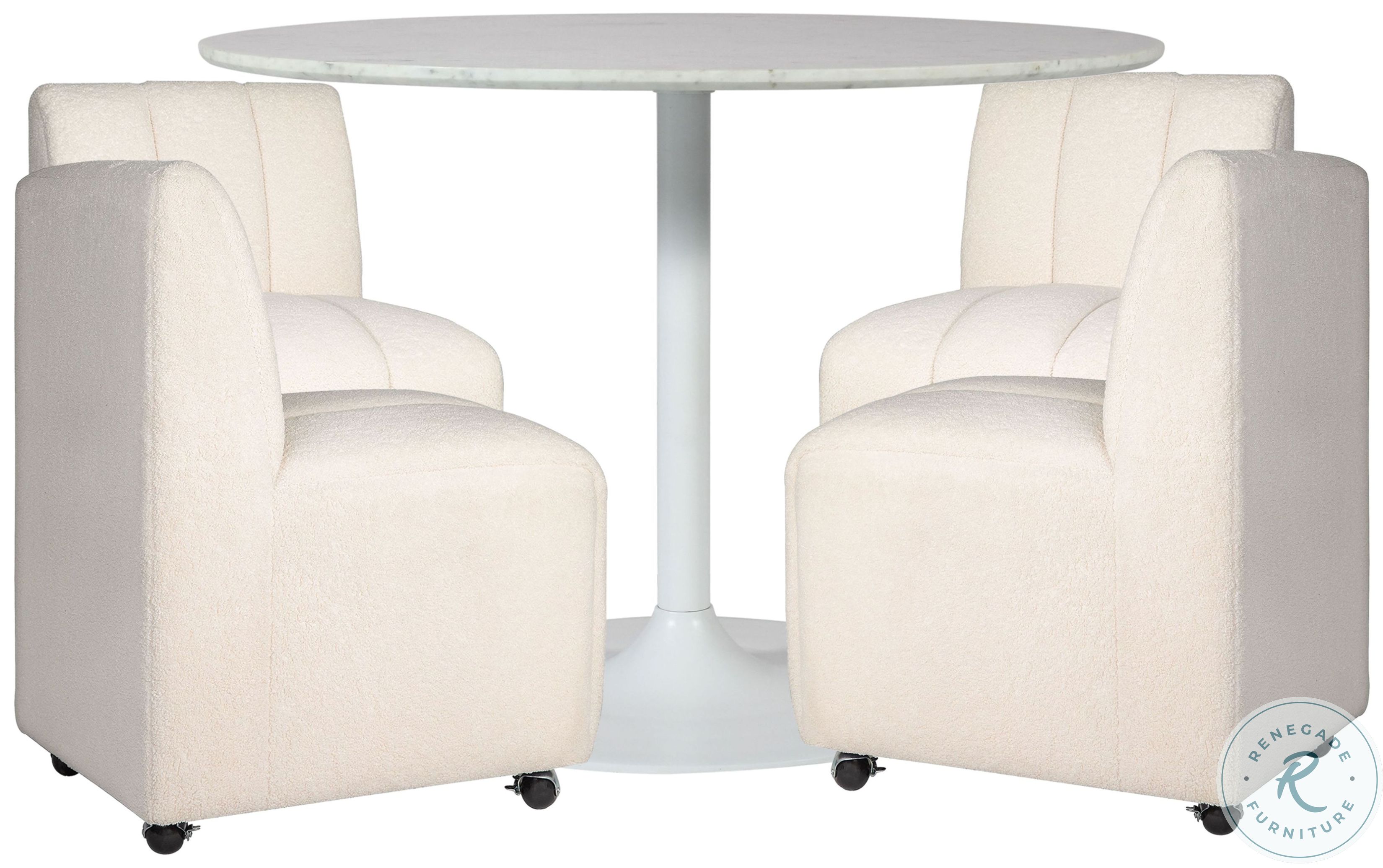 Rowan White Marble 42" Round Pedestal Dining Table From Jofran ...