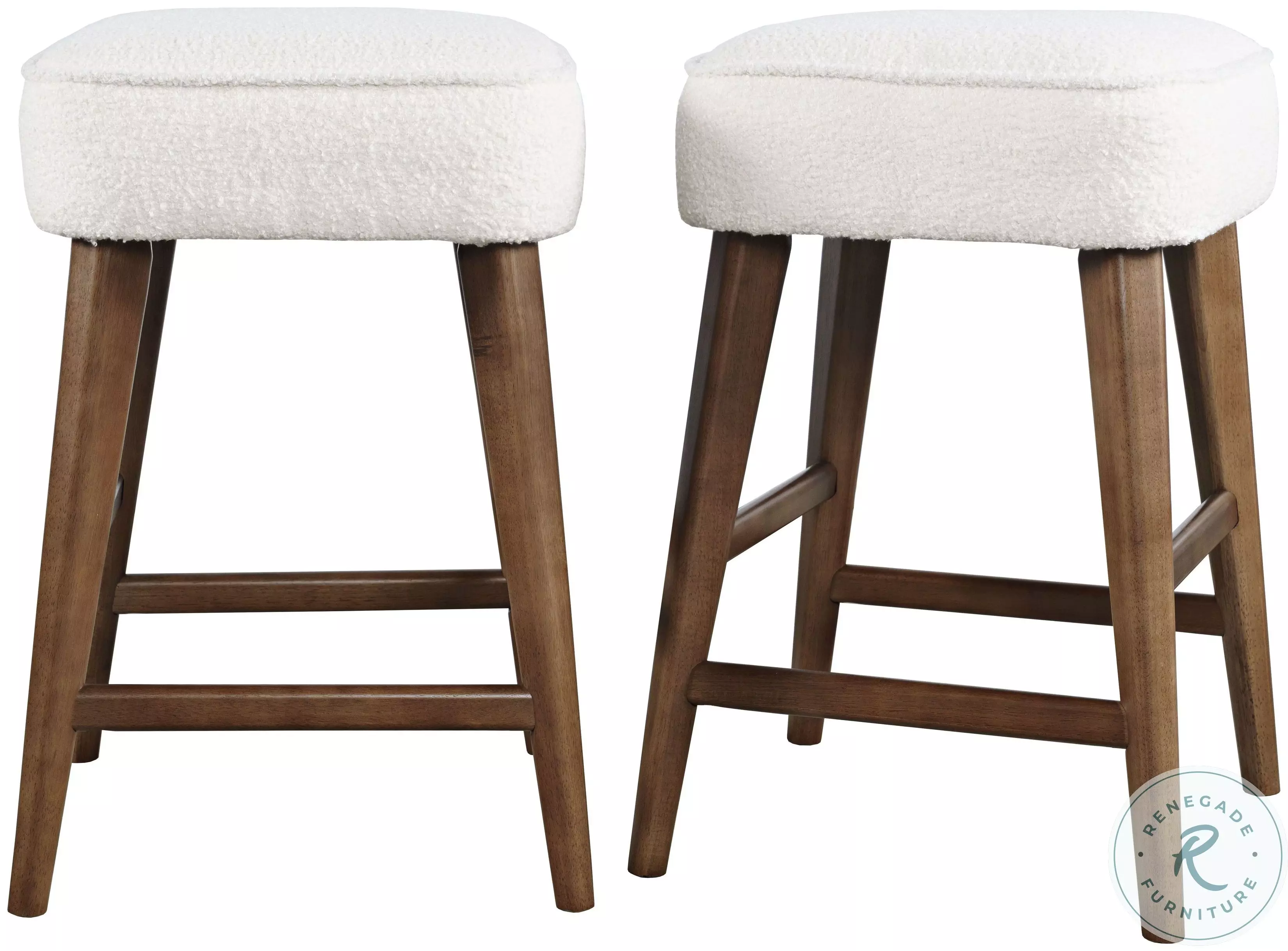 Wes Walnut Upholstery Backless Counter Height Stool Set Of 2 From ...