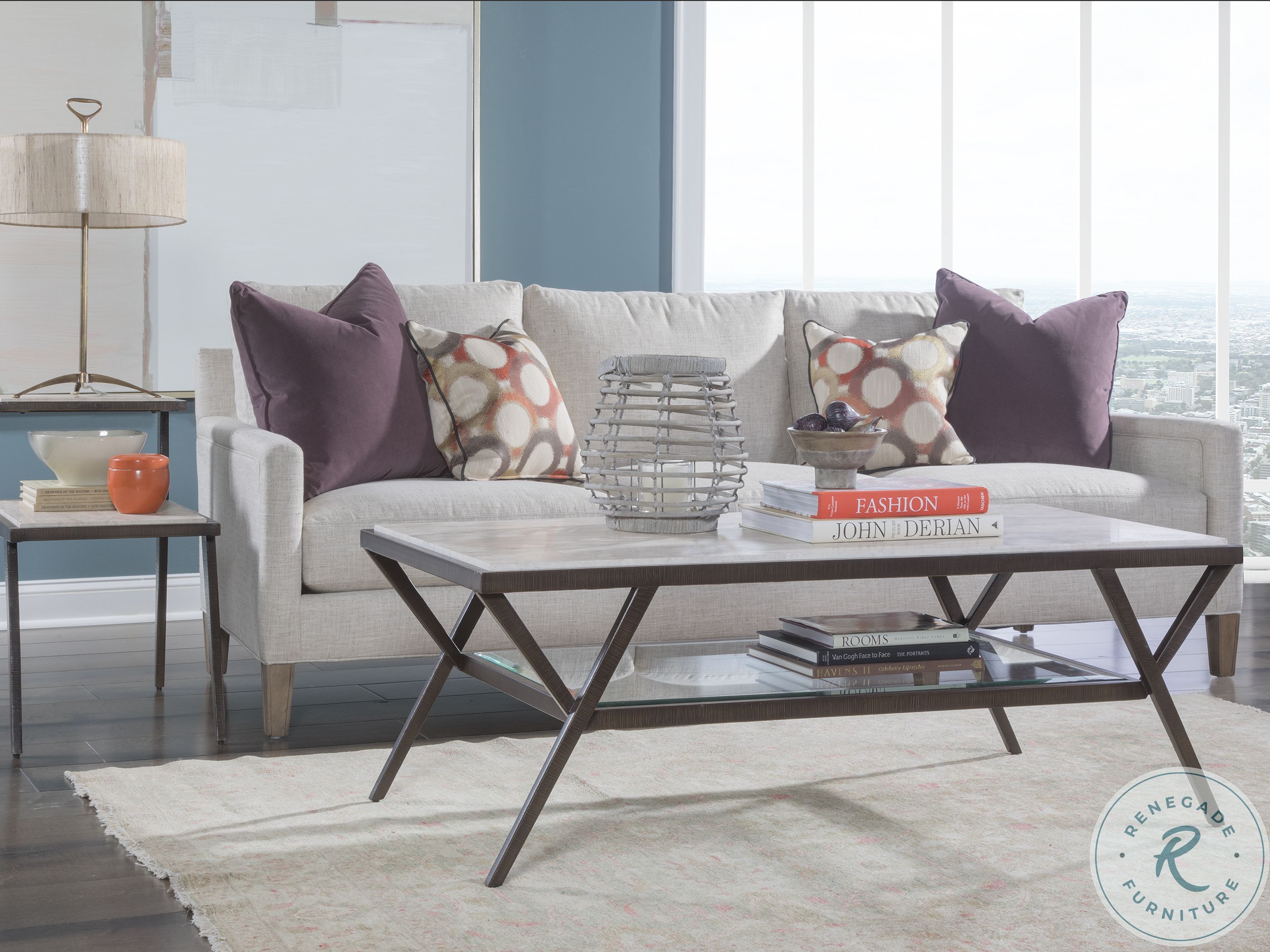 Signature Designs Ribbed Brown And White Adamo Cafe Side Table ...