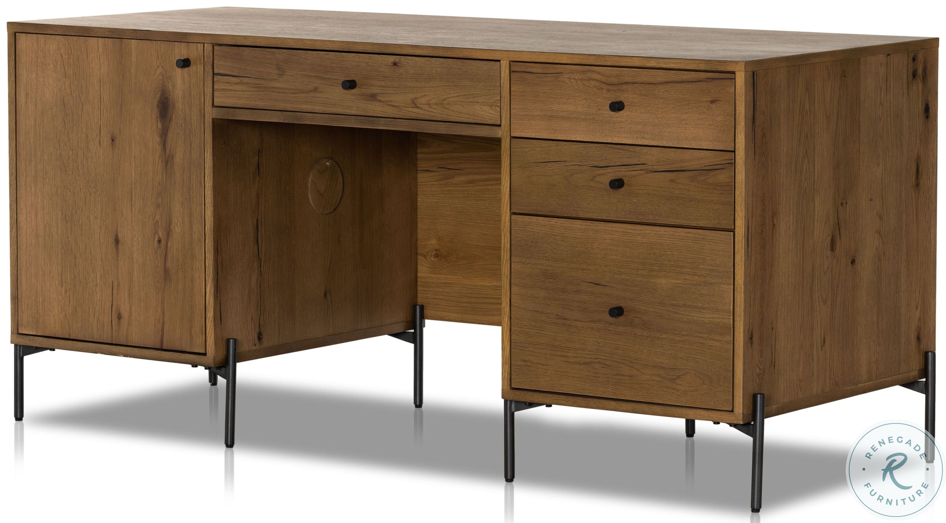 Eaton Amber Oak Resin Executive Desk from Four Hands | Coleman Furniture