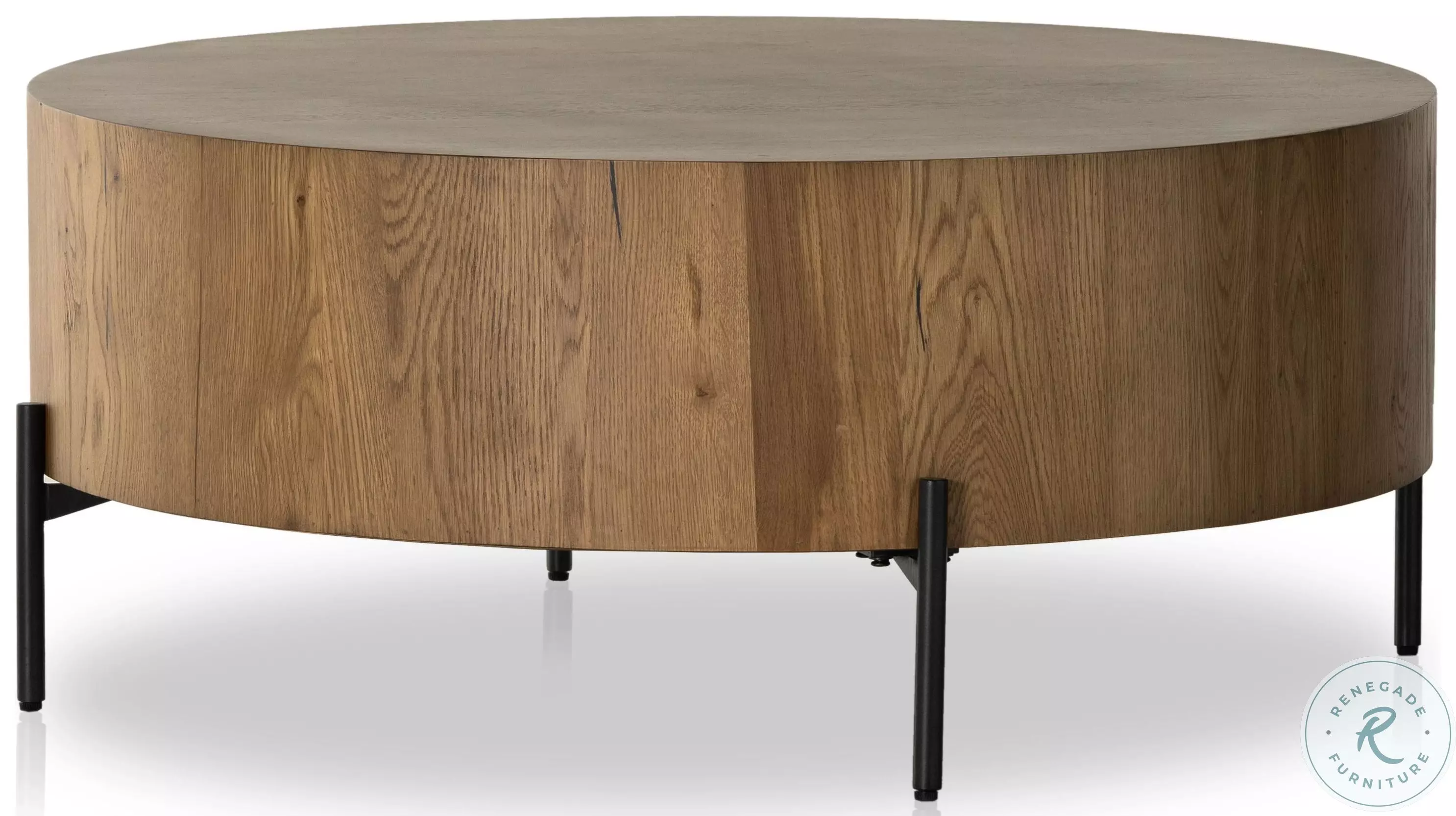 Eaton Amber Oak Resin Drum Coffee Table from Four Hands | Coleman Furniture