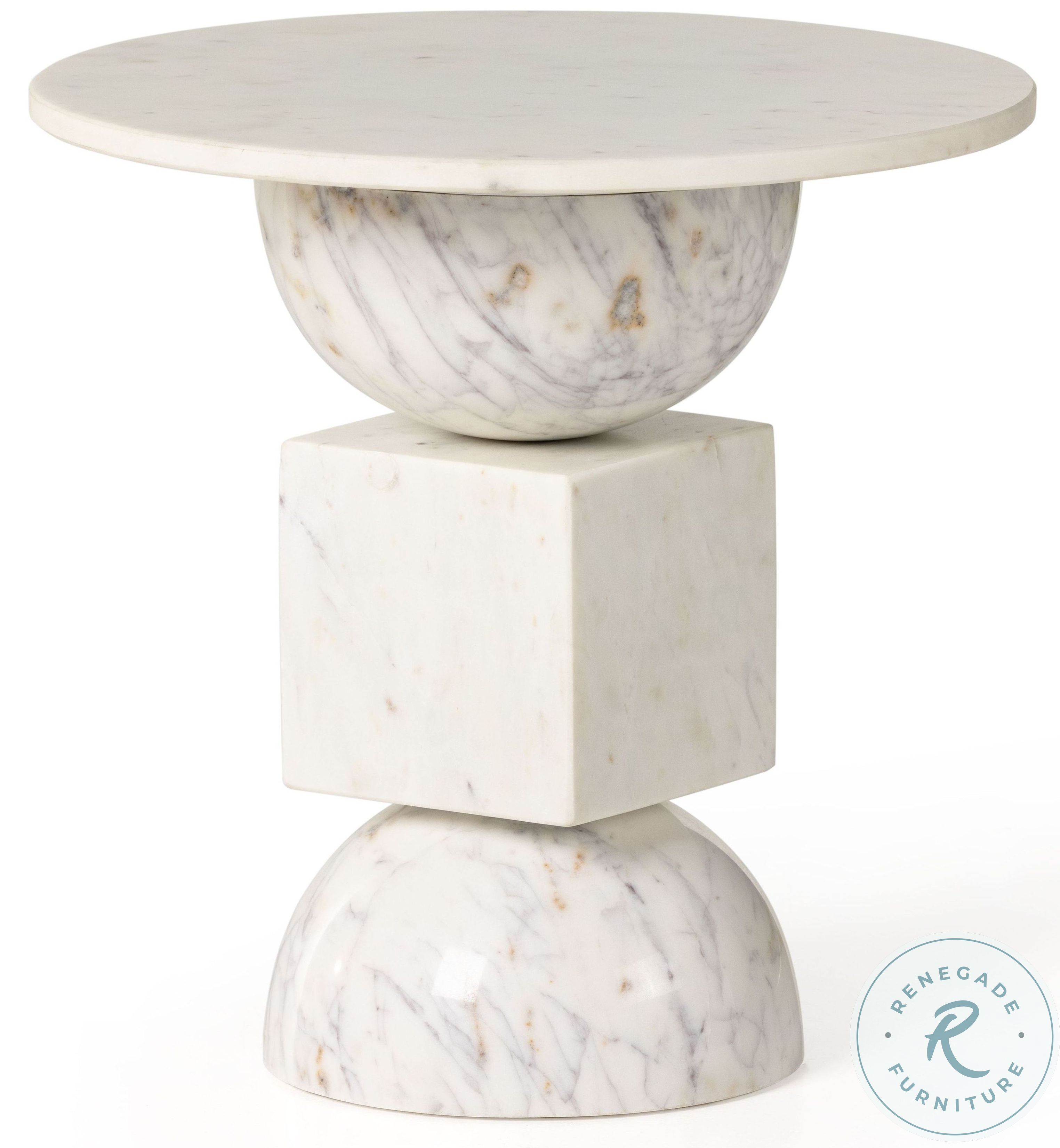 Neda Polished White Marble End Table From Fourhands | Coleman Furniture