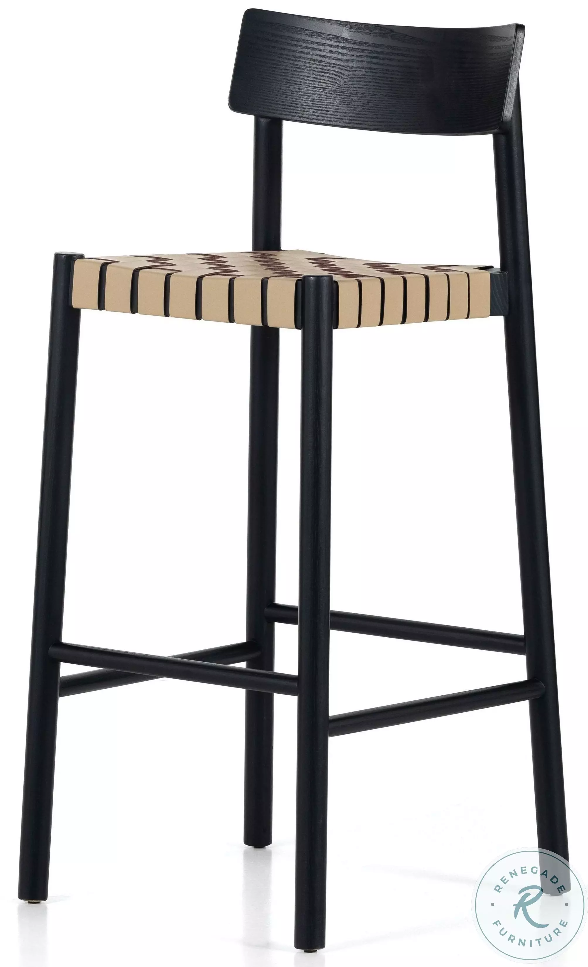 Heisler Almond Leather Blend Bar Stool from Four Hands | Coleman Furniture