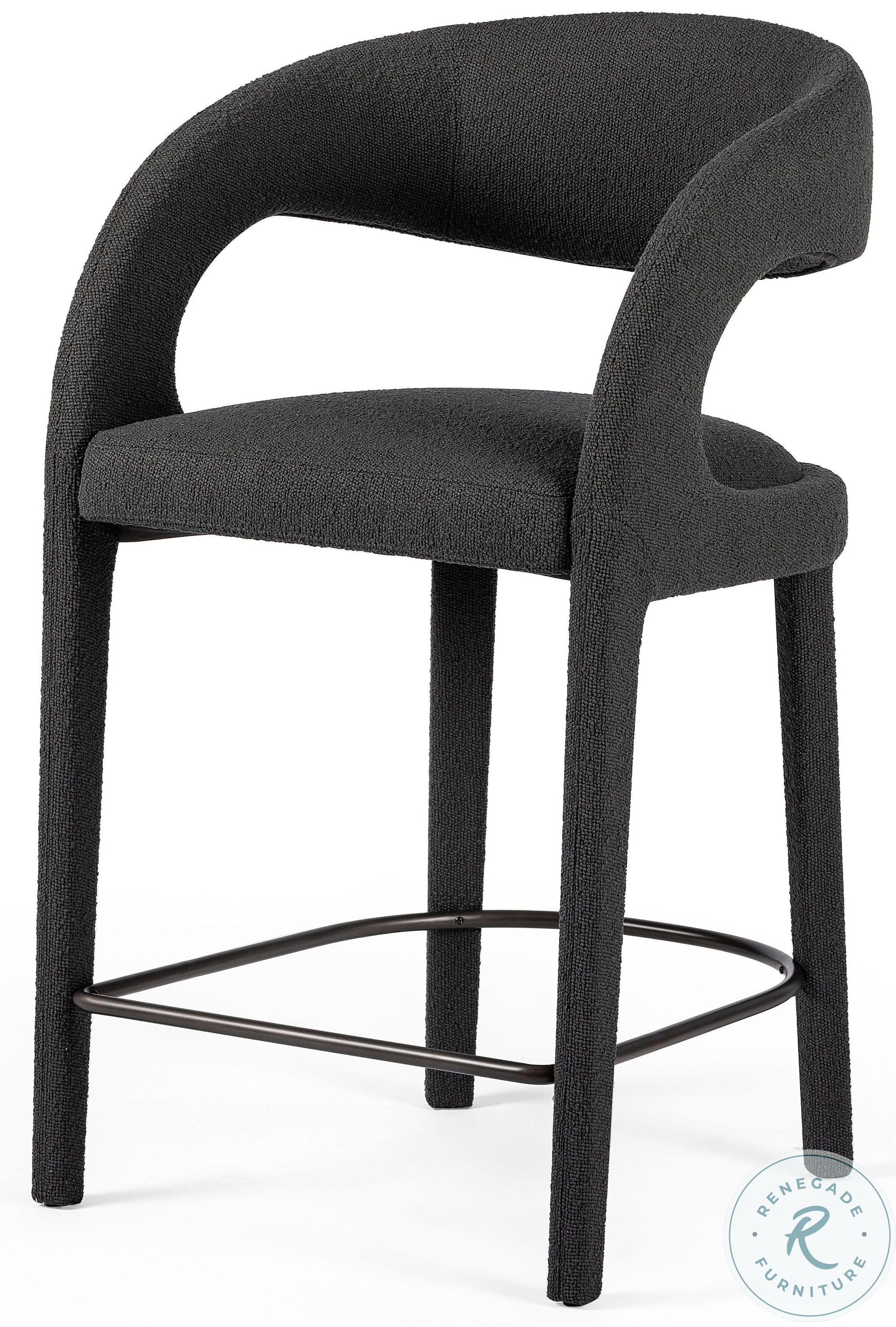 Hawkins Fiqa Boucle Charcoal Counter Height Stool from Four Hands ...