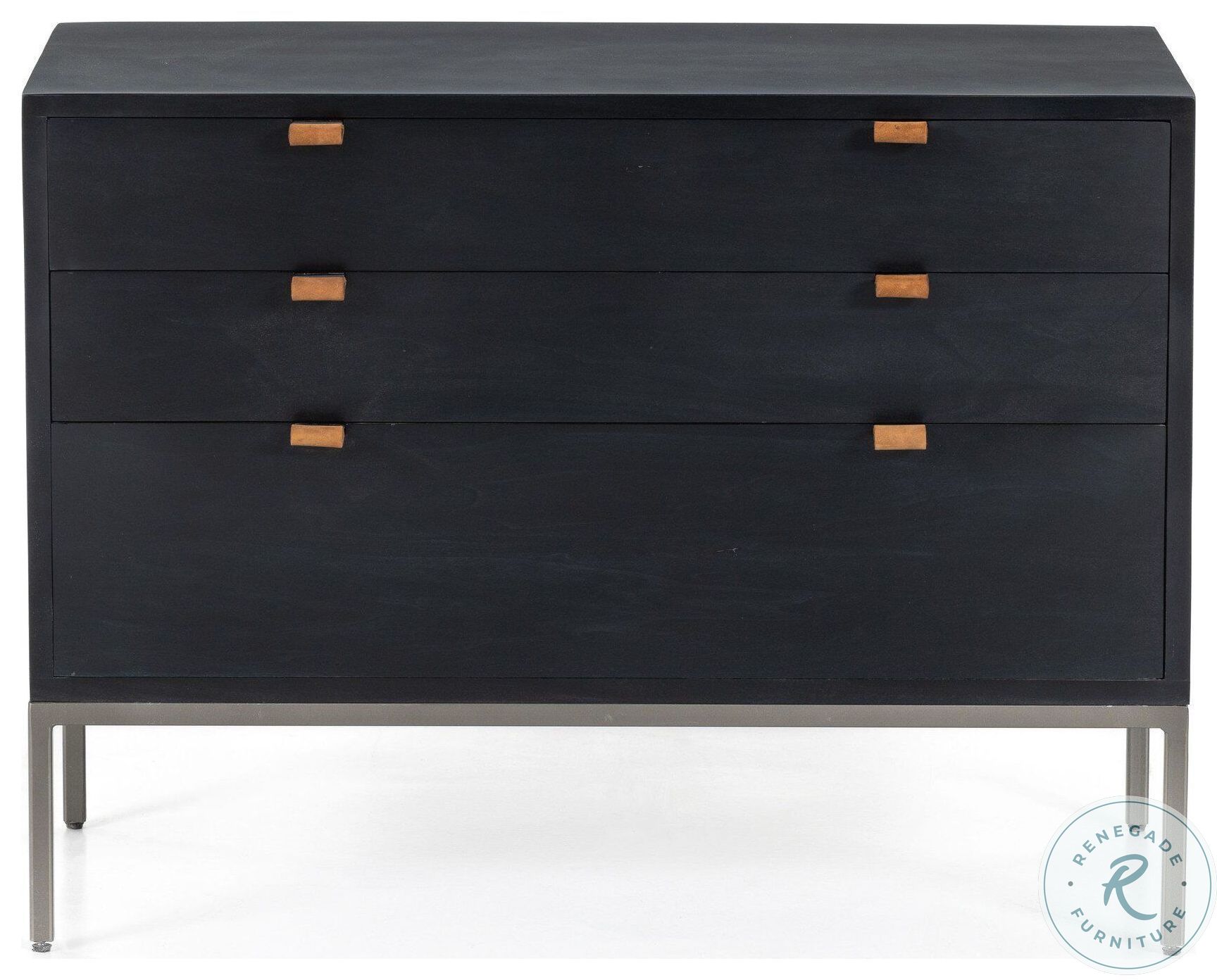 Trey Black Wash Poplar Large 3 Drawer Nightstand | Coleman Furniture