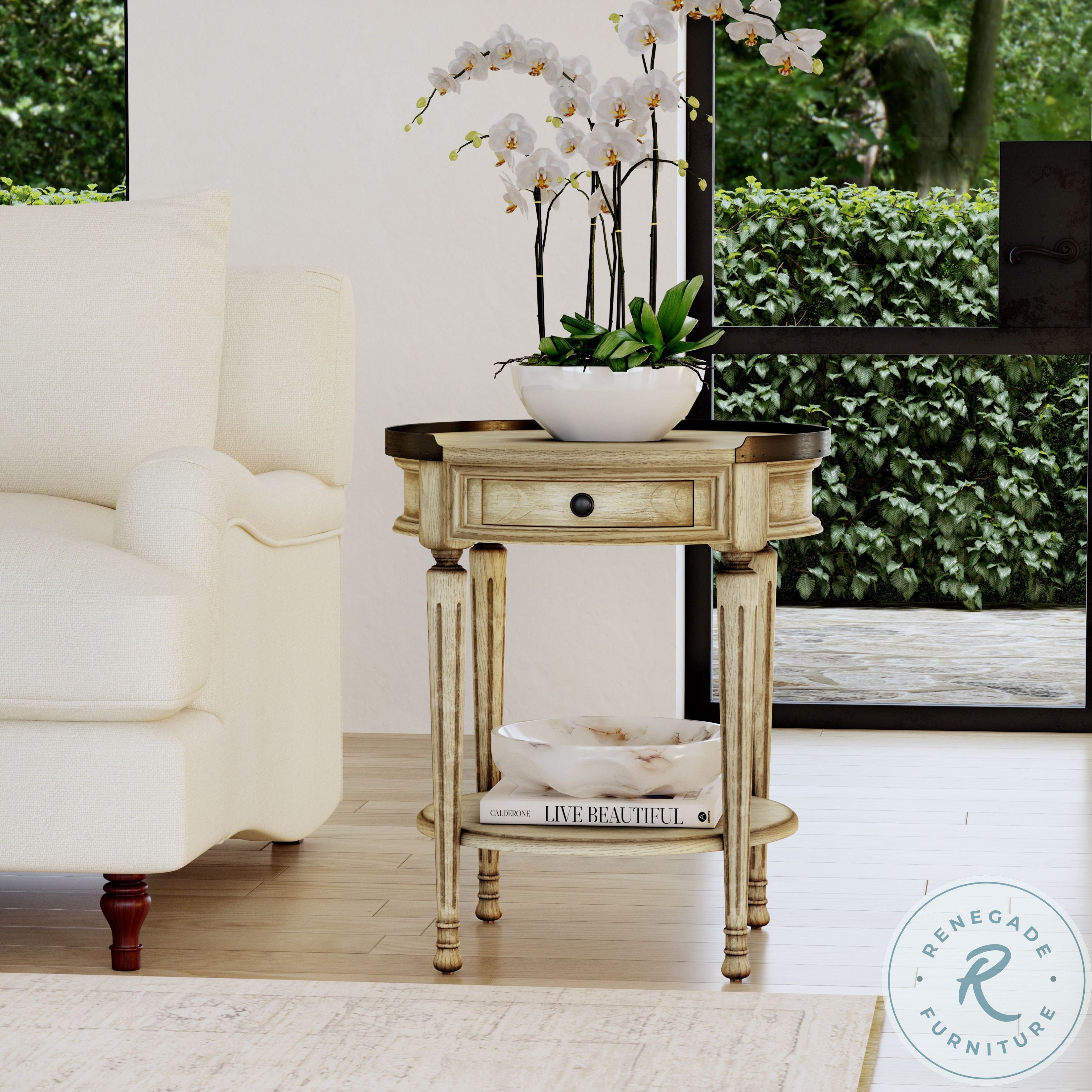 Sampson Antique Beige Side Table From Butler | Coleman Furniture