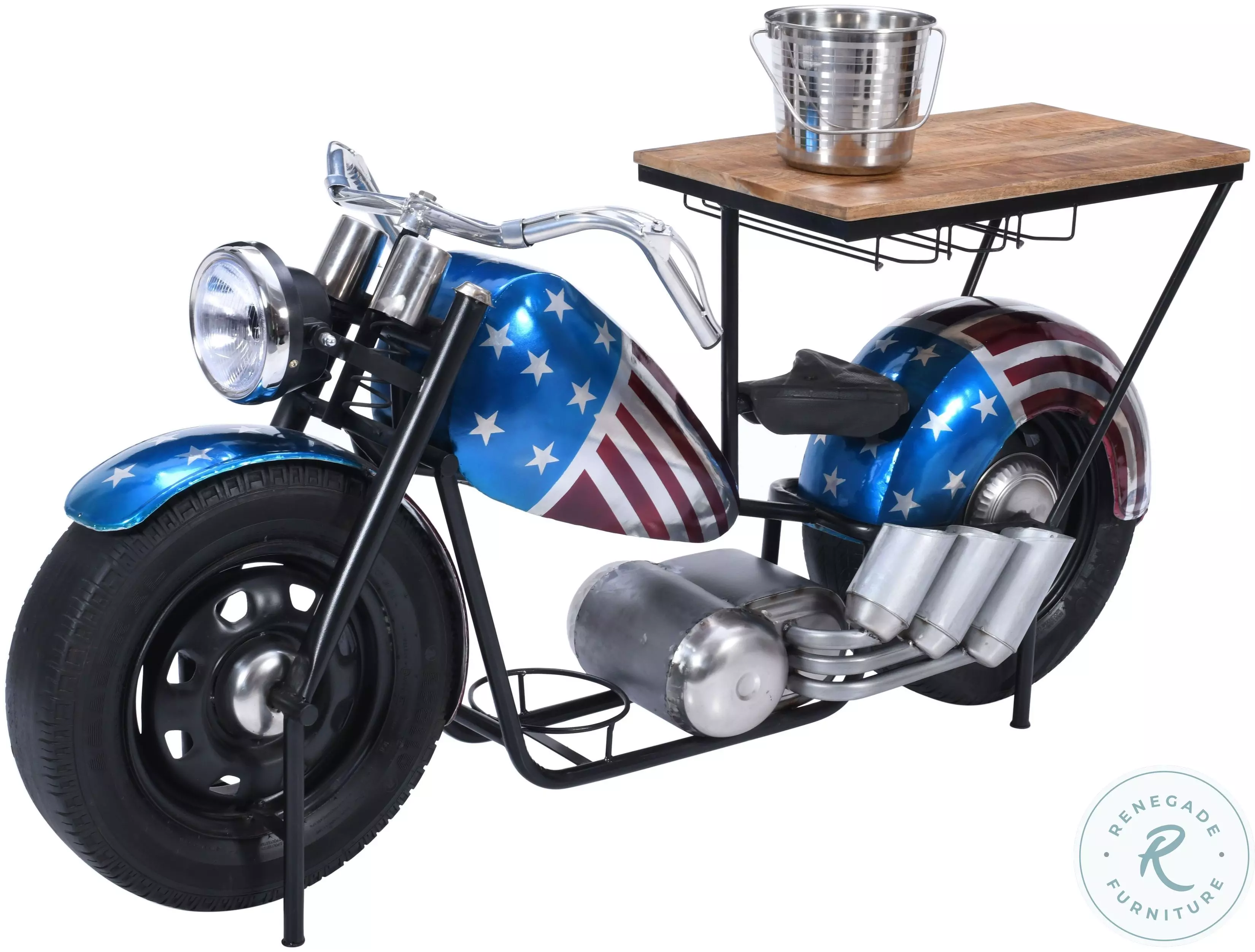 Glory Days 70" Patriotic American Flag Motorcycle Bar Console Table ...