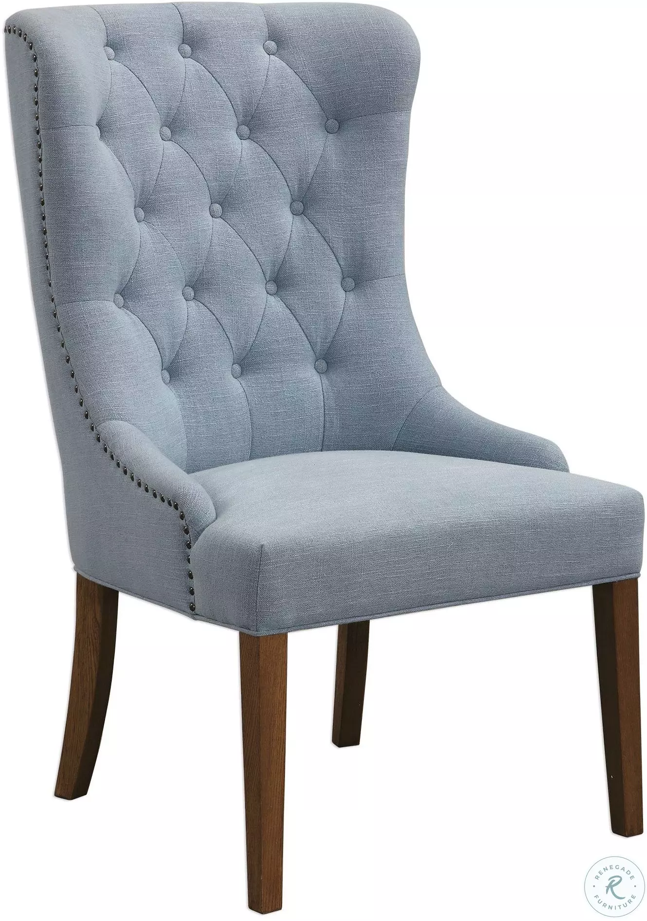 Rioni Weathered Pecan Tufted Wing Chair from Uttermost | Coleman Furniture