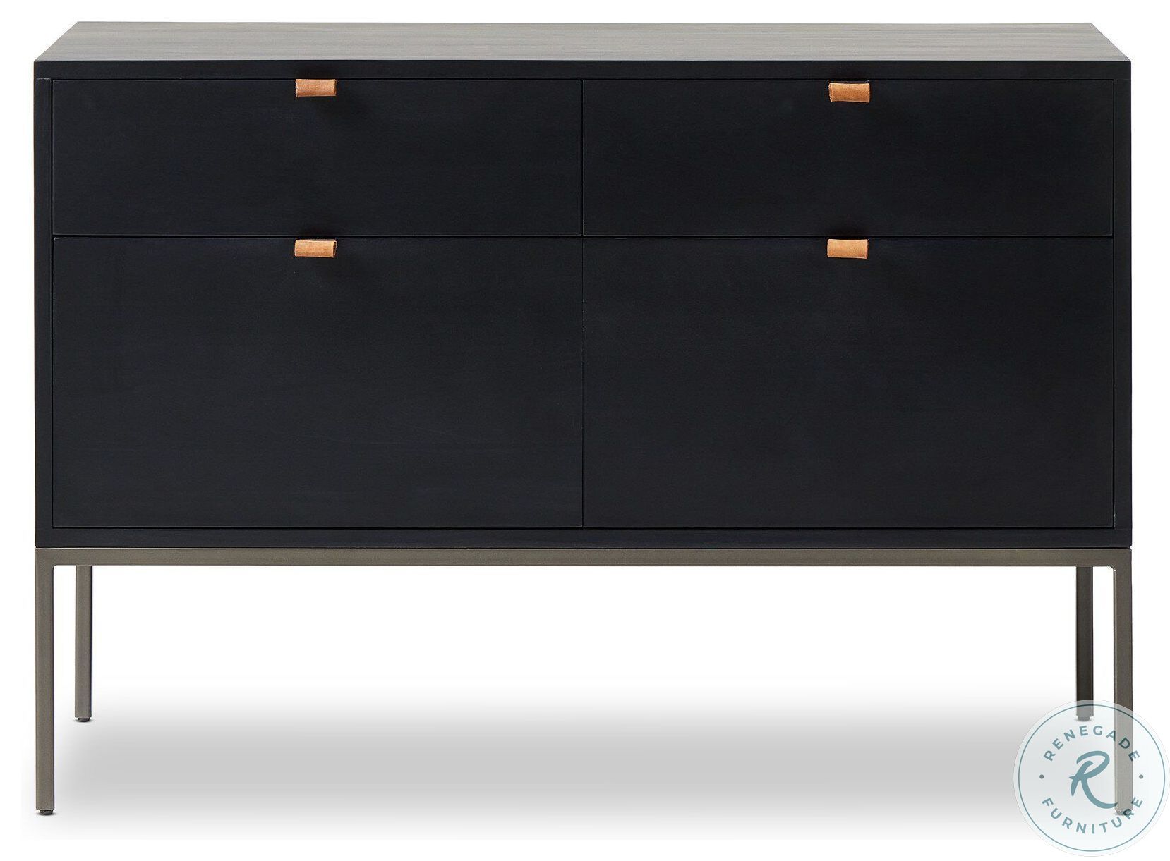 Trey Black Wash Poplar Modular Wide 4 Drawer Filing Cabinet | Coleman ...