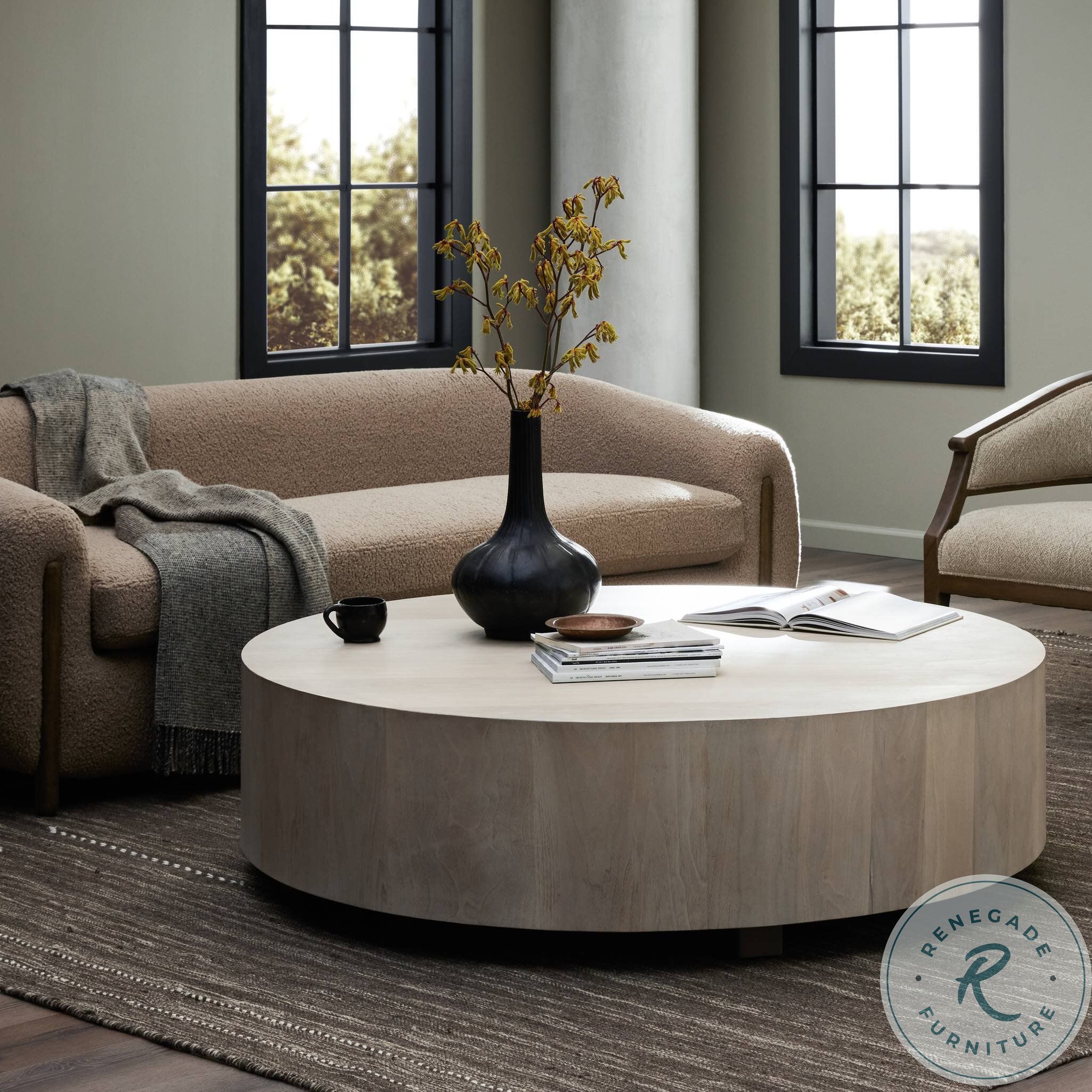 Hudson Ashen Walnut Large Round Occassional Table Set Four Hands ...