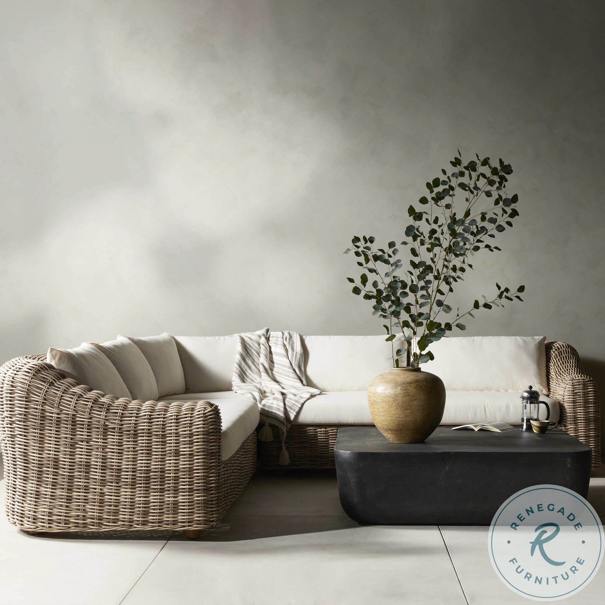 Messina Chunky Sand Woven Outdoor Sectional Four Hands Furniture ...