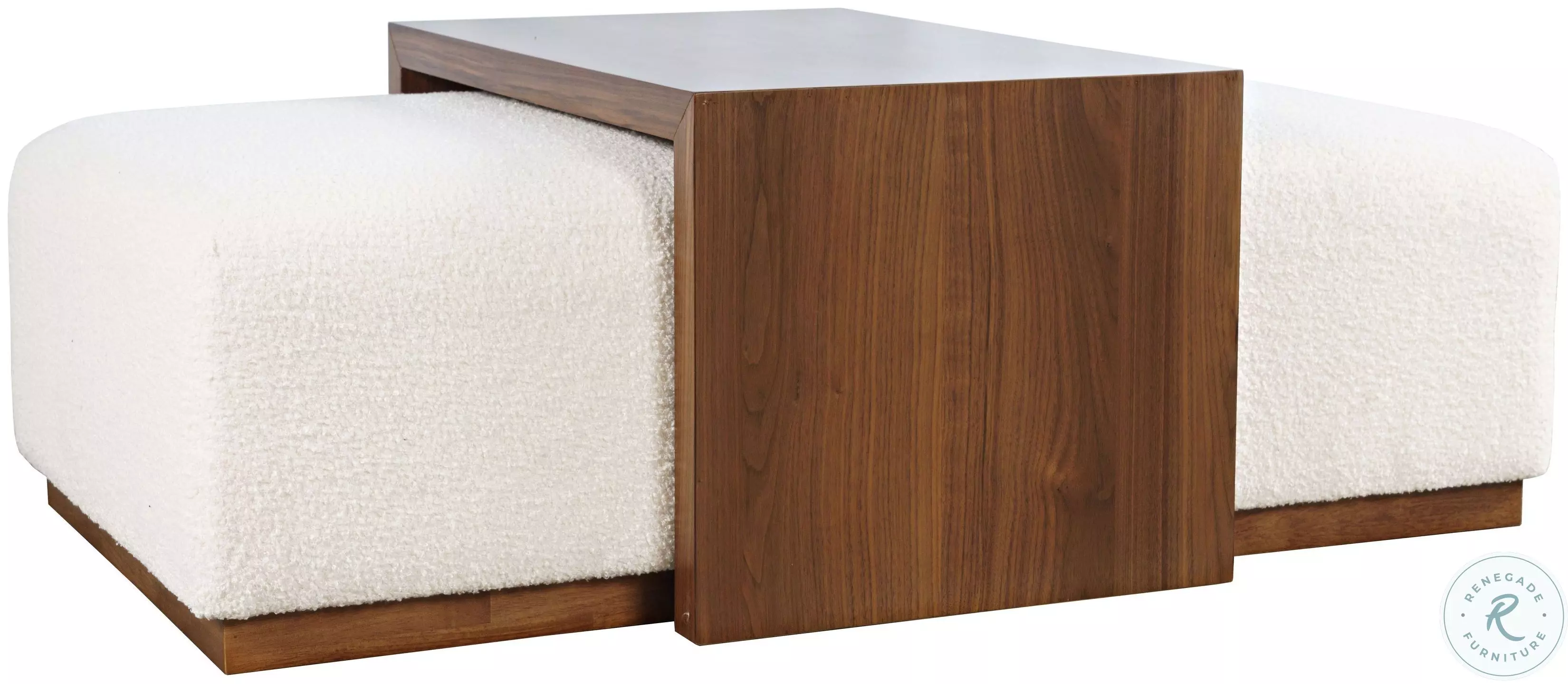 Hudson Ivory Boucle Sliding Cocktail Ottoman From Jofran | Coleman ...