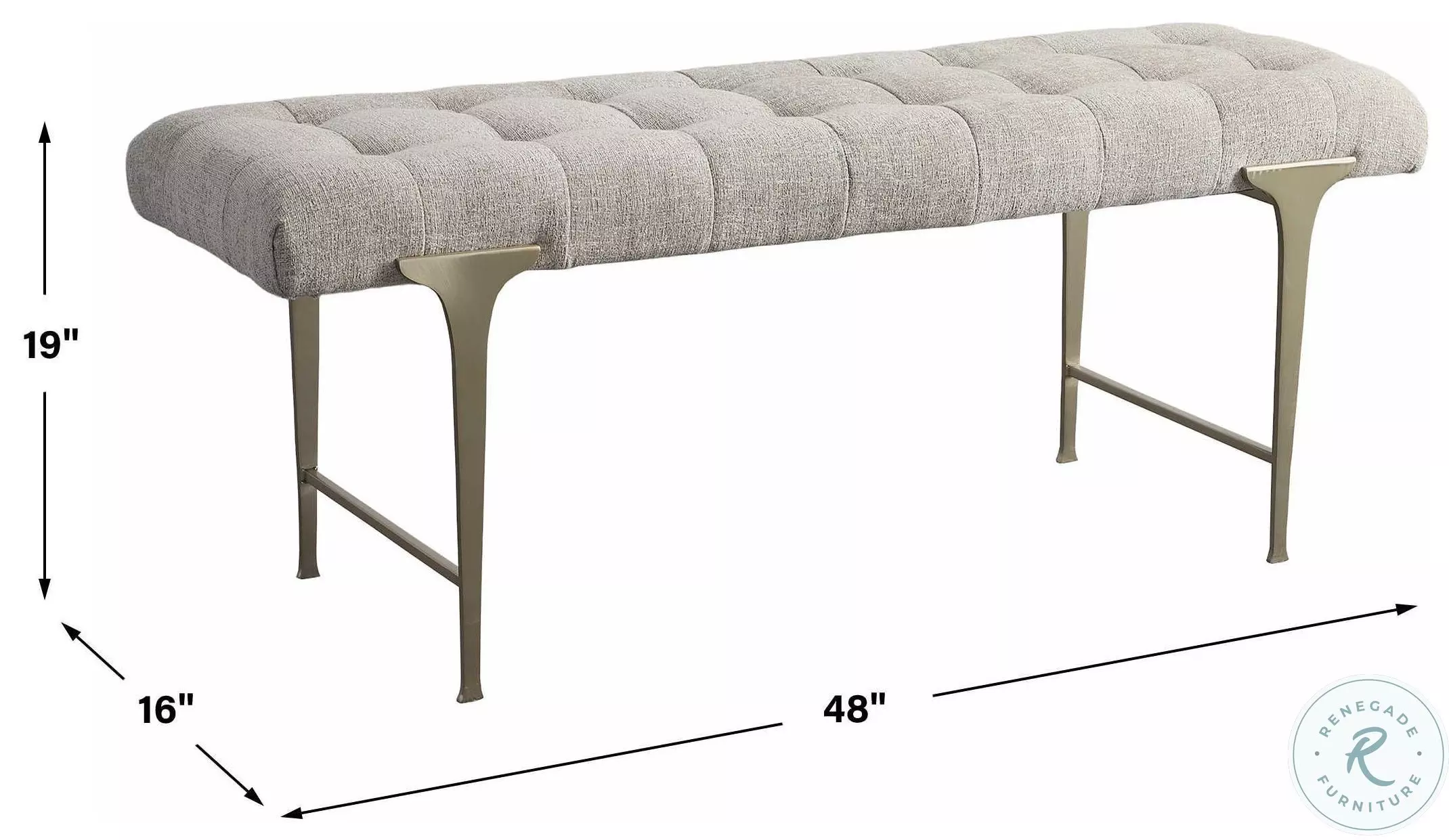 Valor Light Gray Bench From Soul & Essentials | Coleman Furniture