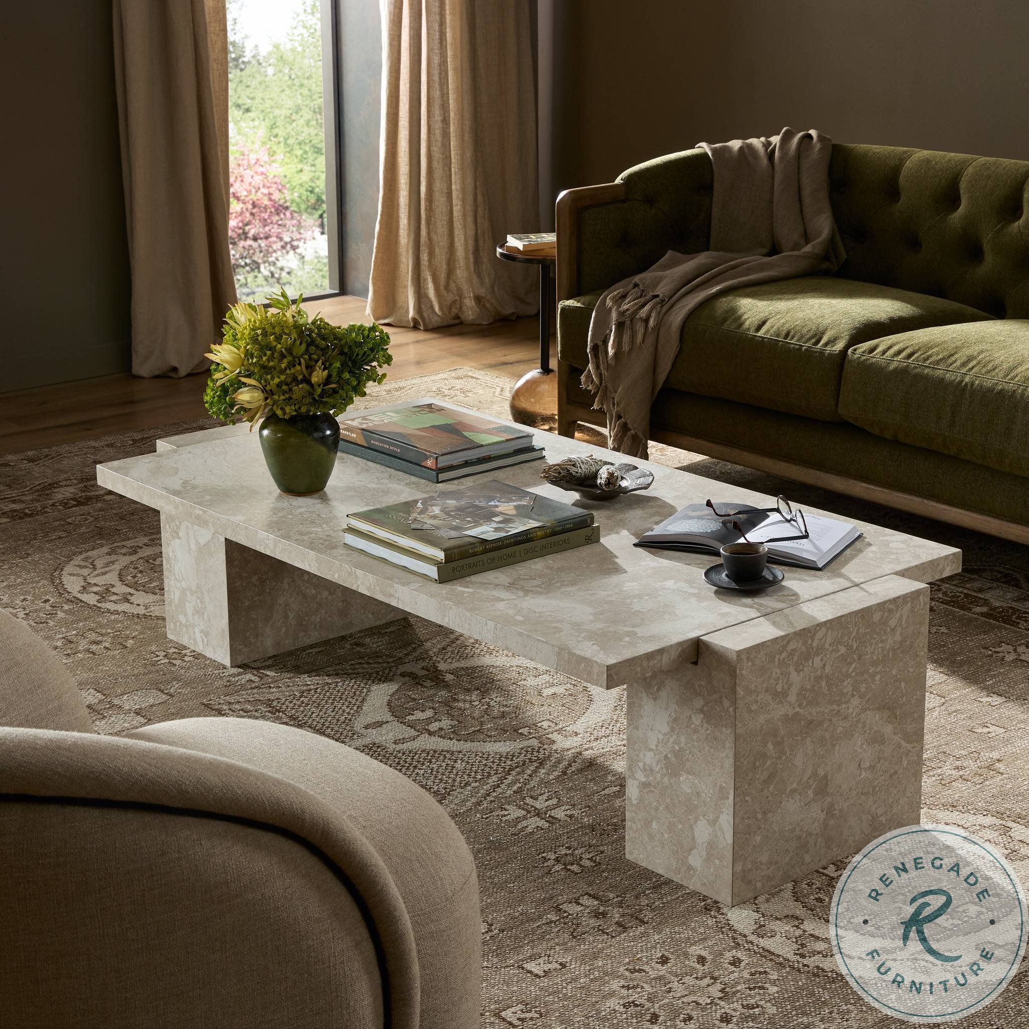 Romano Lunar Marble Rectangular Occassional Table Set Four Hands ...