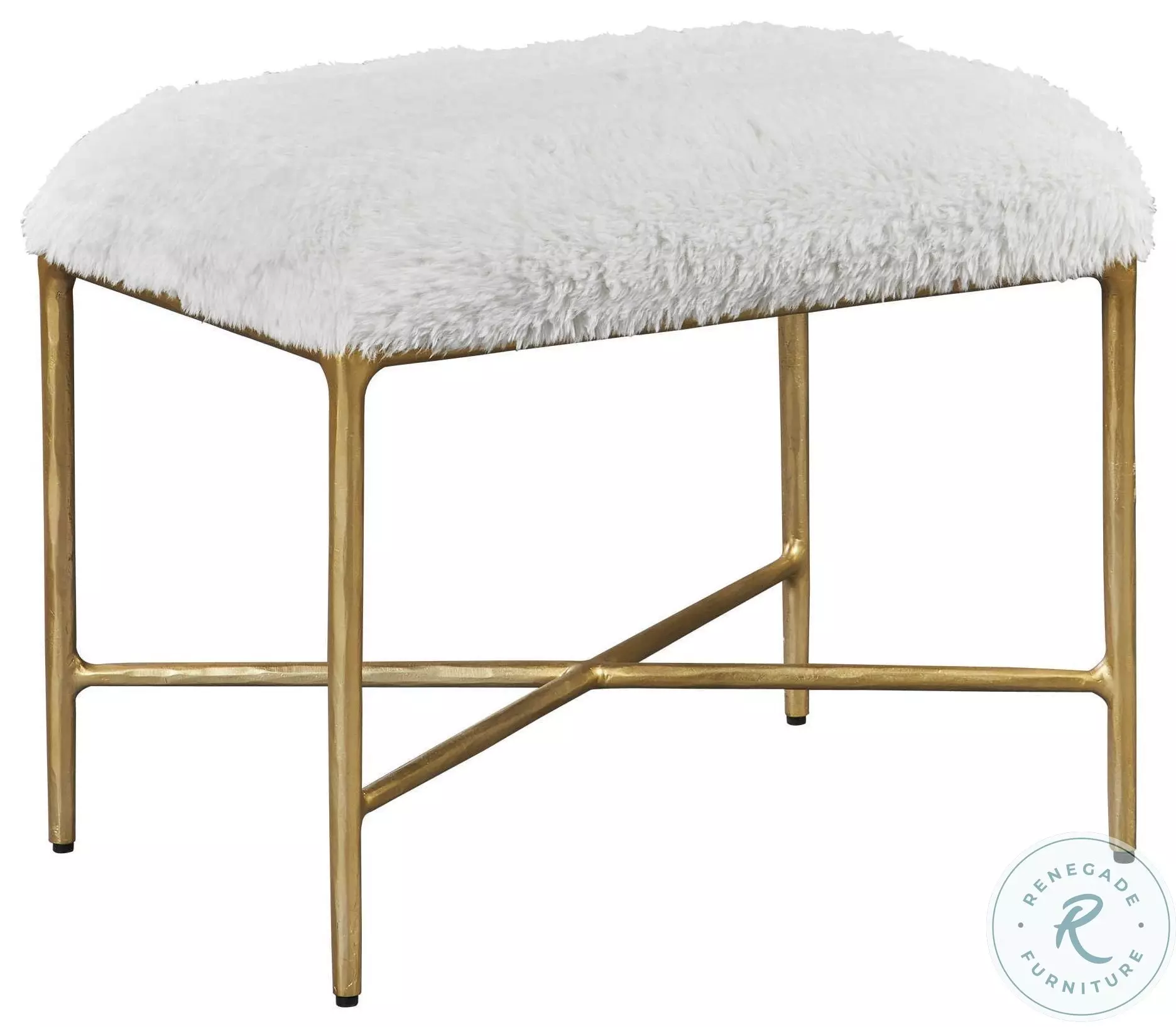 Charmed Cream Faux Sheepskin Small Bench From Uttermost | Coleman Furniture